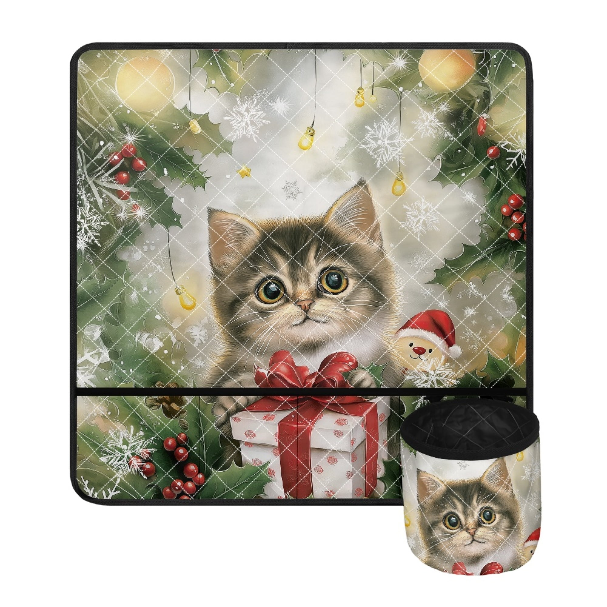 ZIATUBLE Christmas Tree Sewing Machine Mat to Reduce Noise Cute Cat ...