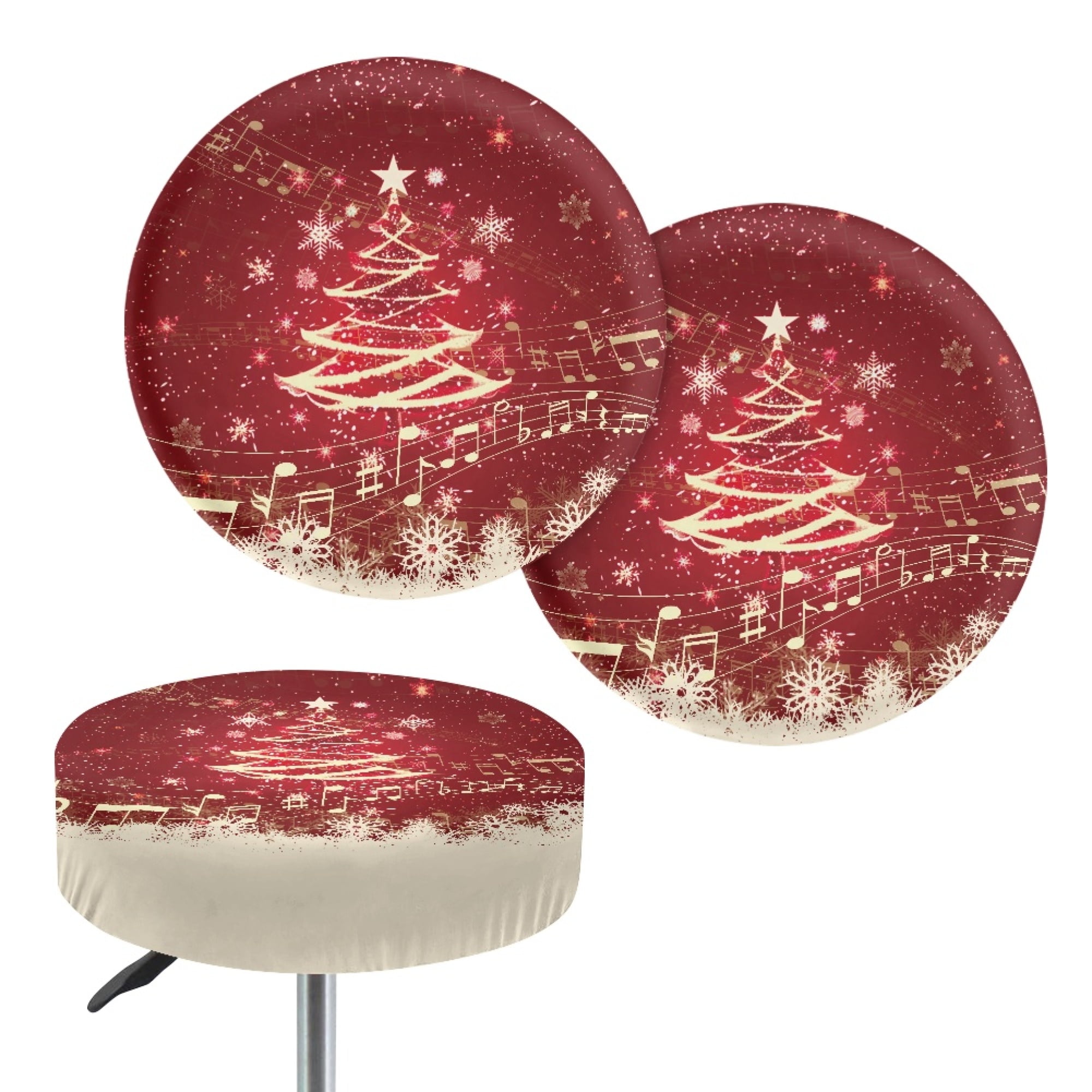 ZIATUBLE Christmas Trees Music Bar Stool Slipcovers Soft Bar Stool Seat ...