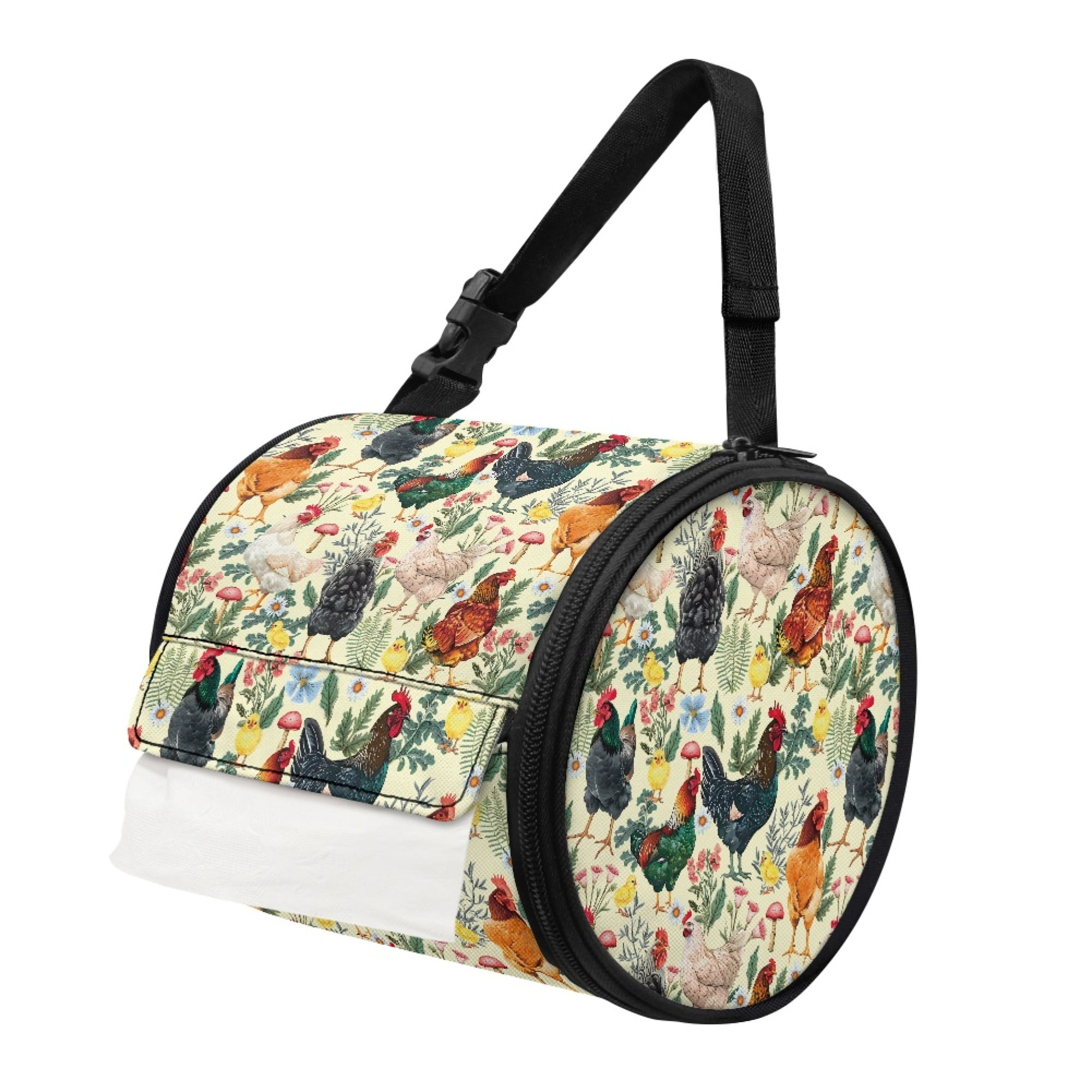 ZIATUBLE Cock Floral Paper Towel Roll Organizer Universal Carrying and ...