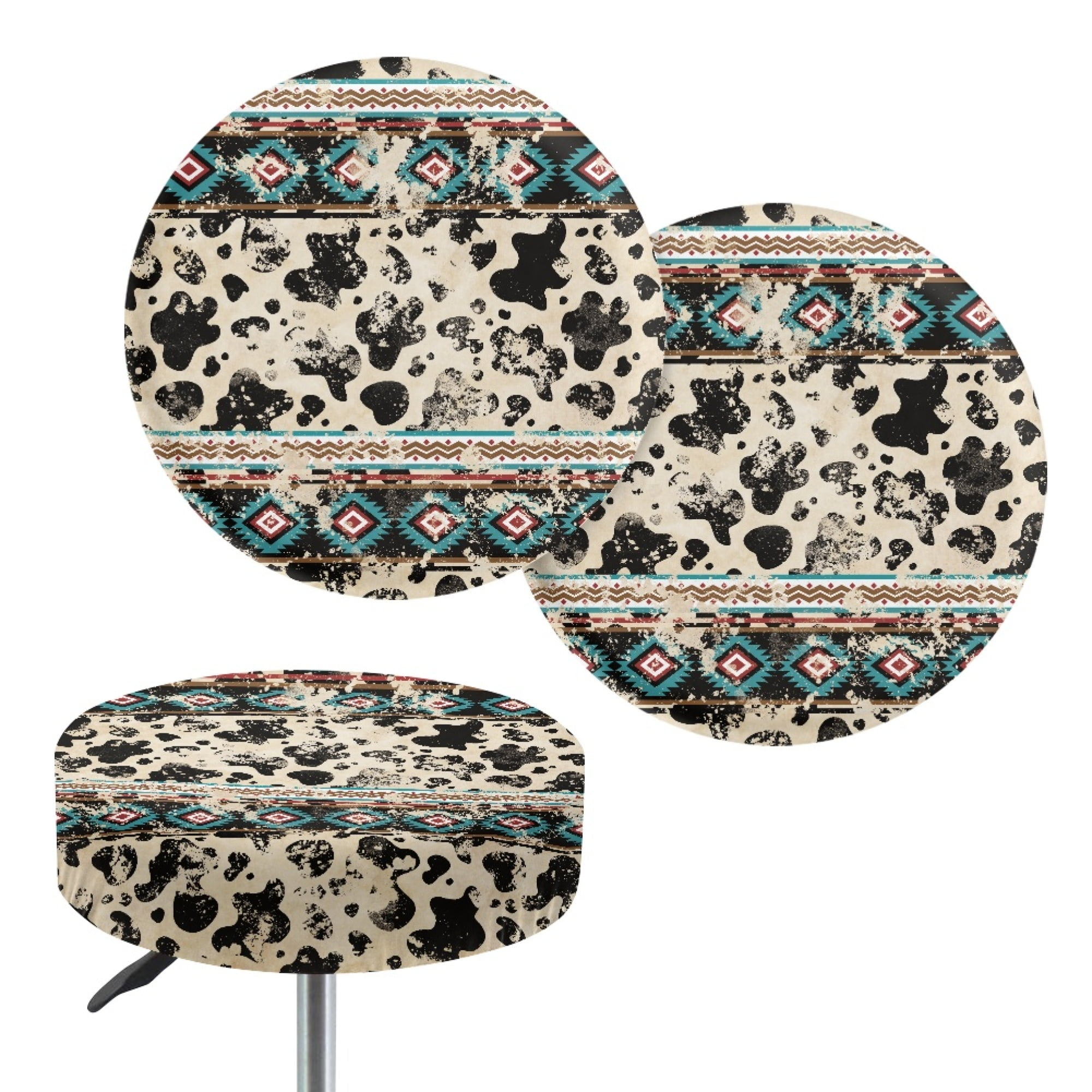 ZIATUBLE Cow Print Bar Stool Cover Cushion Aztec Tribal Chairs ...