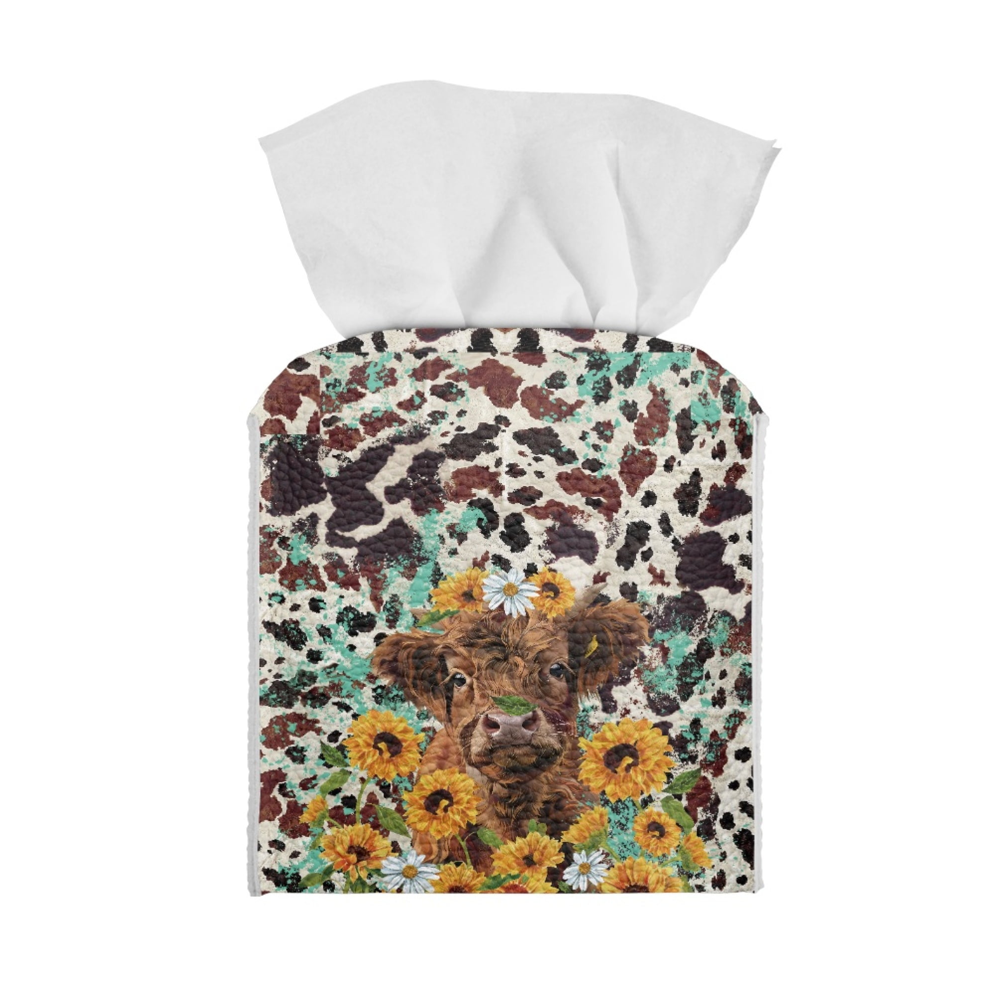 ZIATUBLE Cow Print Square Tissue Box Cover Leather Highland Cow Tissue ...