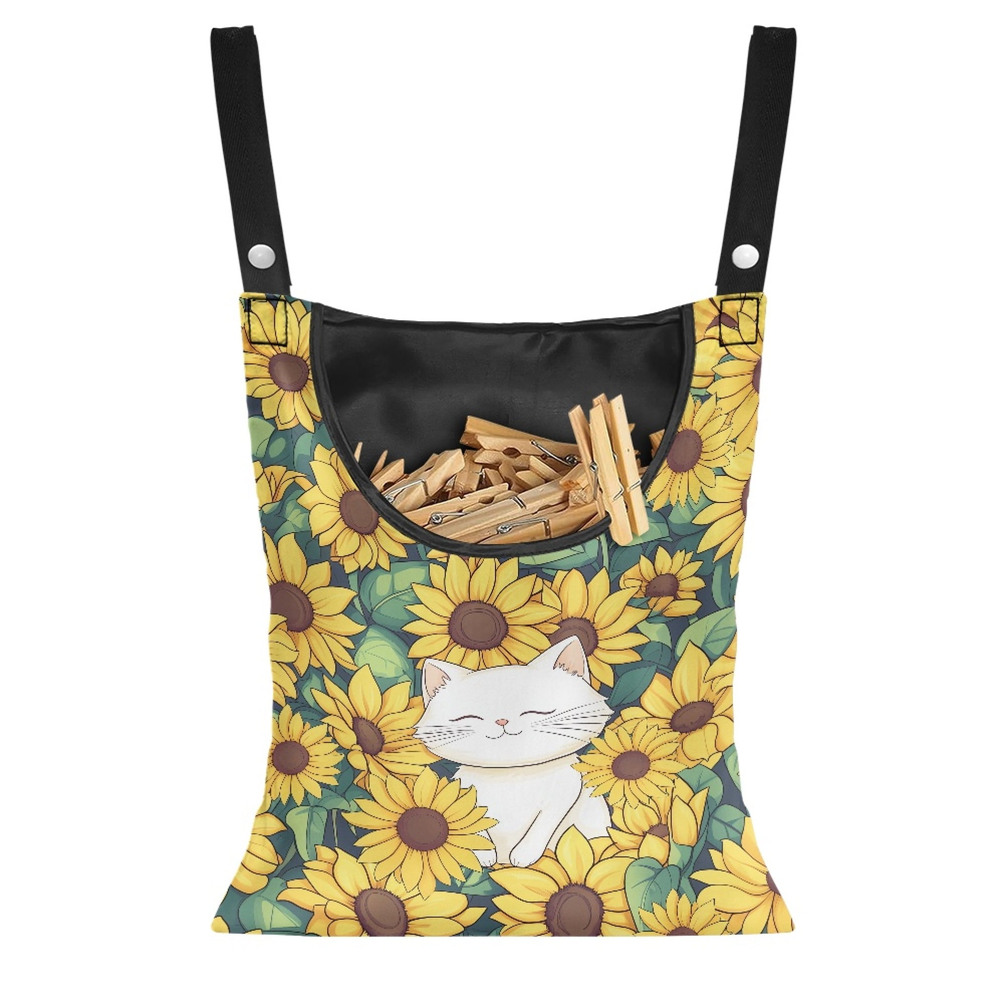 ZIATUBLE Cute Cat Clothes Pins with Bag Sunflower Clothespin Holder for ...