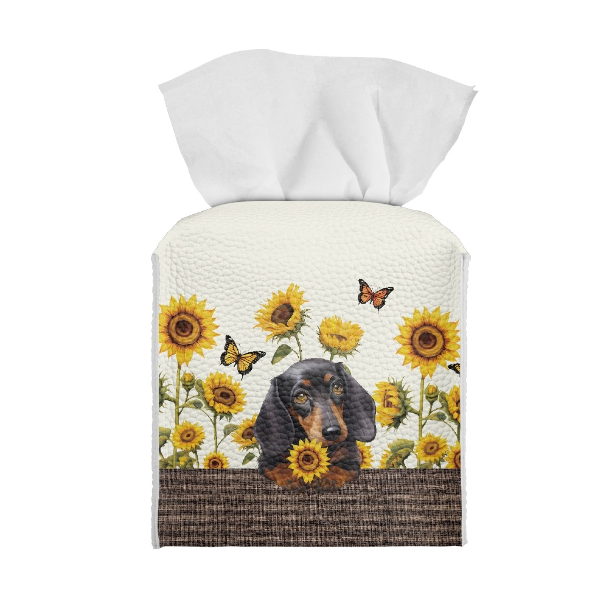 ZIATUBLE Dachshund PU Tissue Boxes Covers Square Sunflower Paper Towel ...
