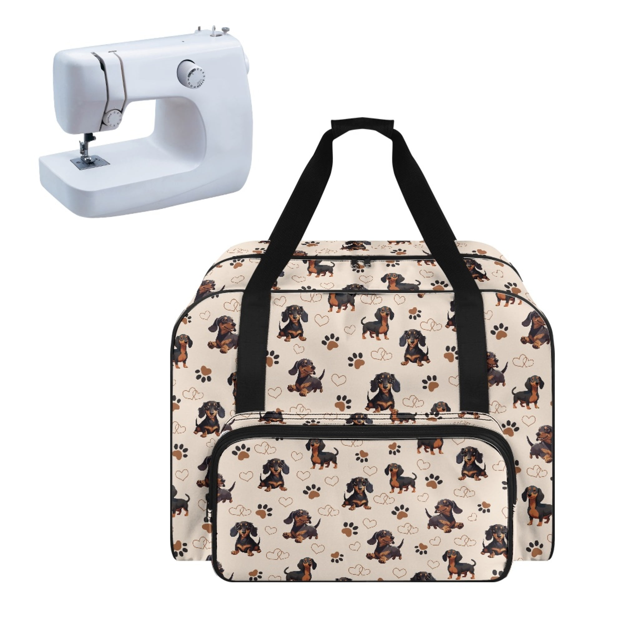 ZIATUBLE Dachshund Portable Padded Storage Paw Sewing Machine Storage ...