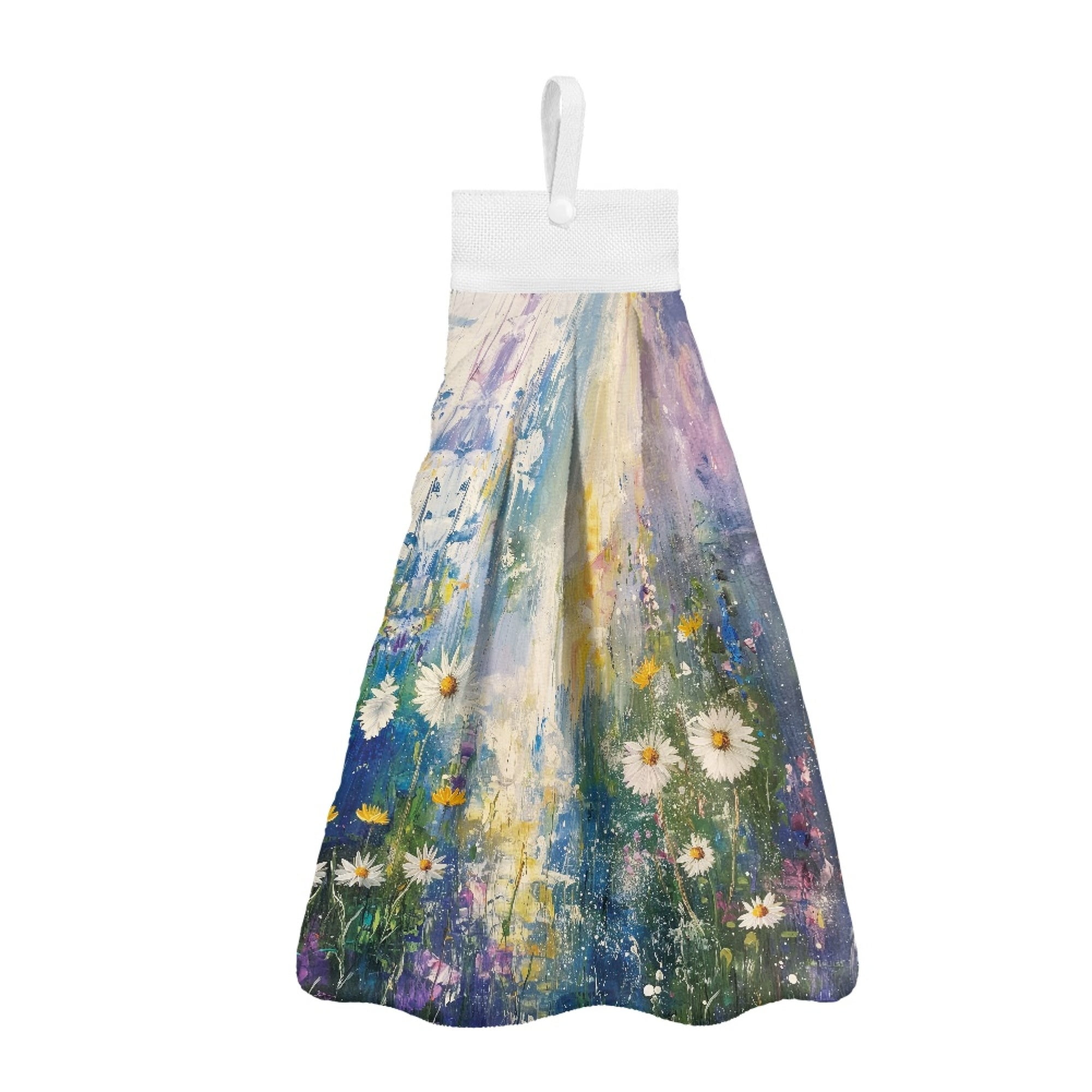 ZIATUBLE Daisy Hanging Kitchen Dish Towel with Hanging Loop Hand Drying ...