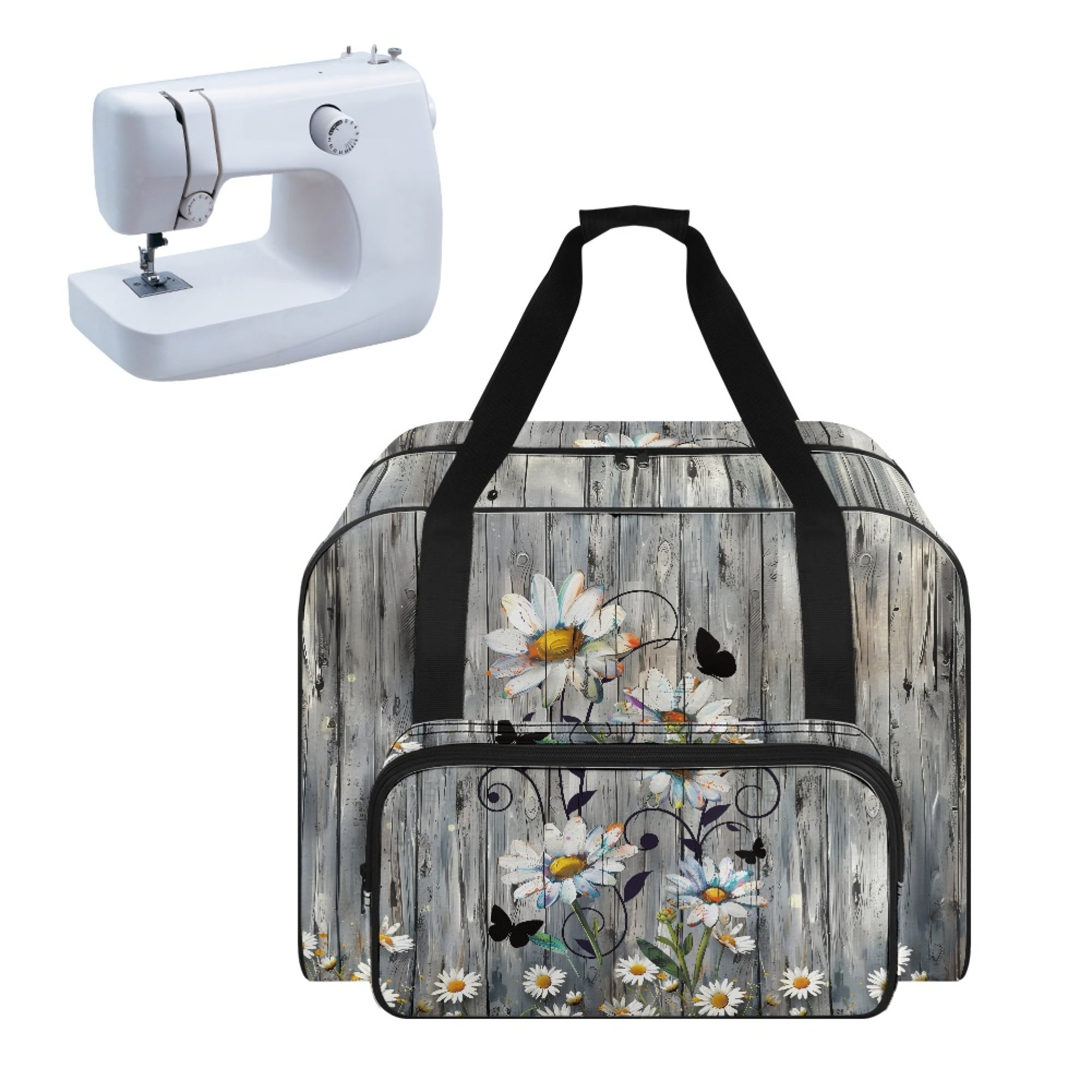ZIATUBLE Daisy Organizer with Zipper Wooden Carrying Travel Storage ...