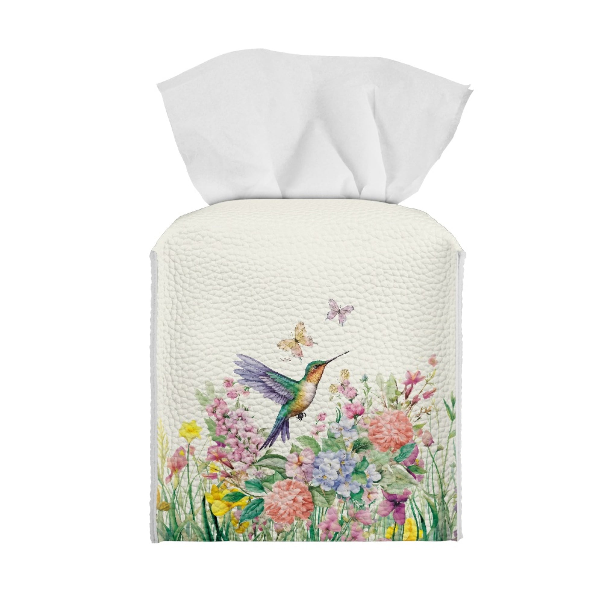 ZIATUBLE Floral Hummingbird Leather Tissue Holder Box Square Facial ...