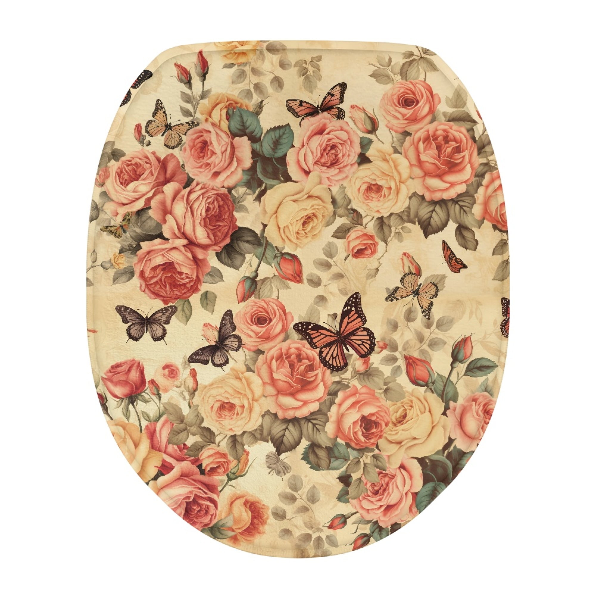 ZIATUBLE Flower Butterfly Toilet Lids Covers Round Toilet Lid Covers ...