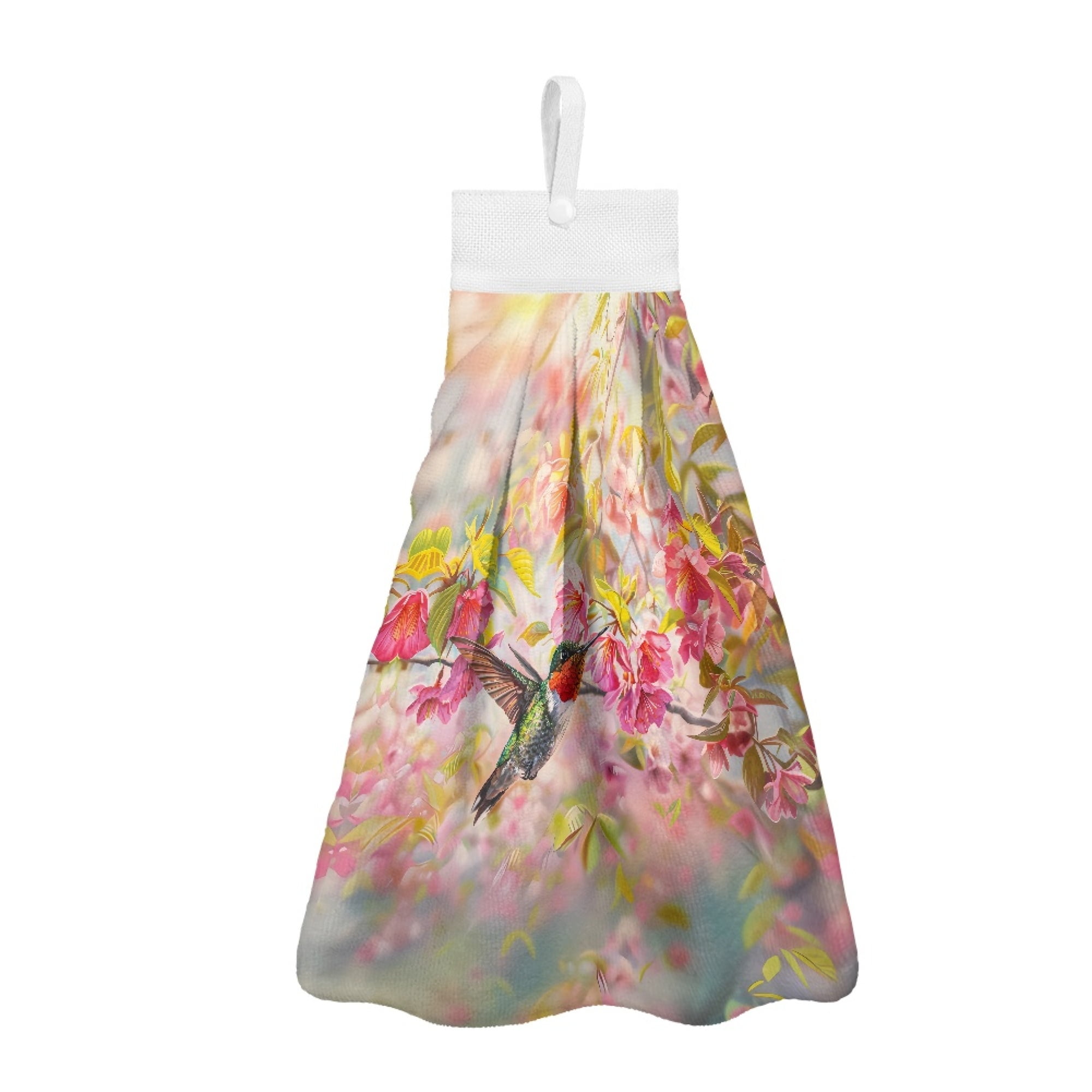 ZIATUBLE Flower Hummingbird Kitchen Towel Hangs Absorbent Hanging Dish ...