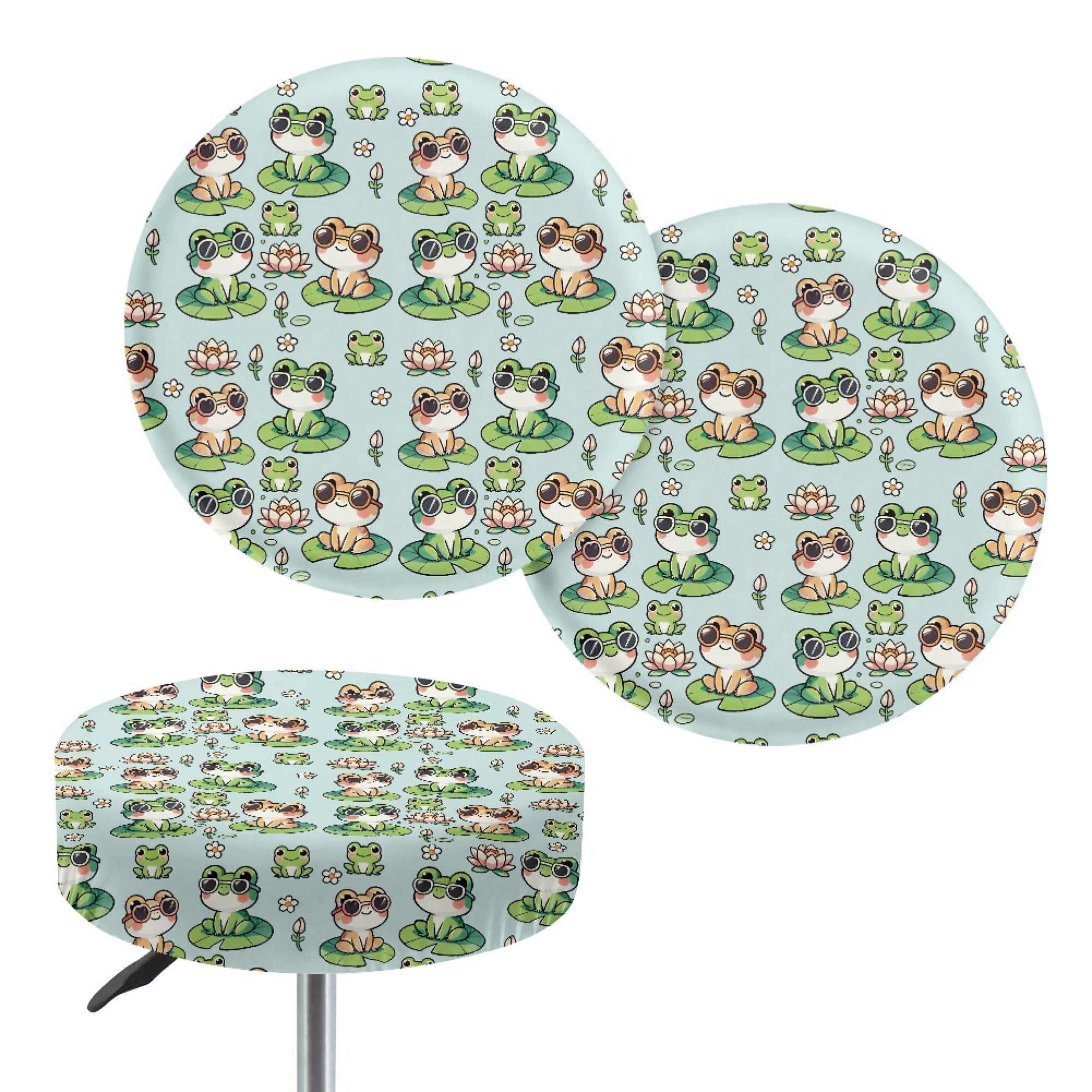 ZIATUBLE Frog Chair Seat Cushion Cover Washable Round Stool Covers with ...