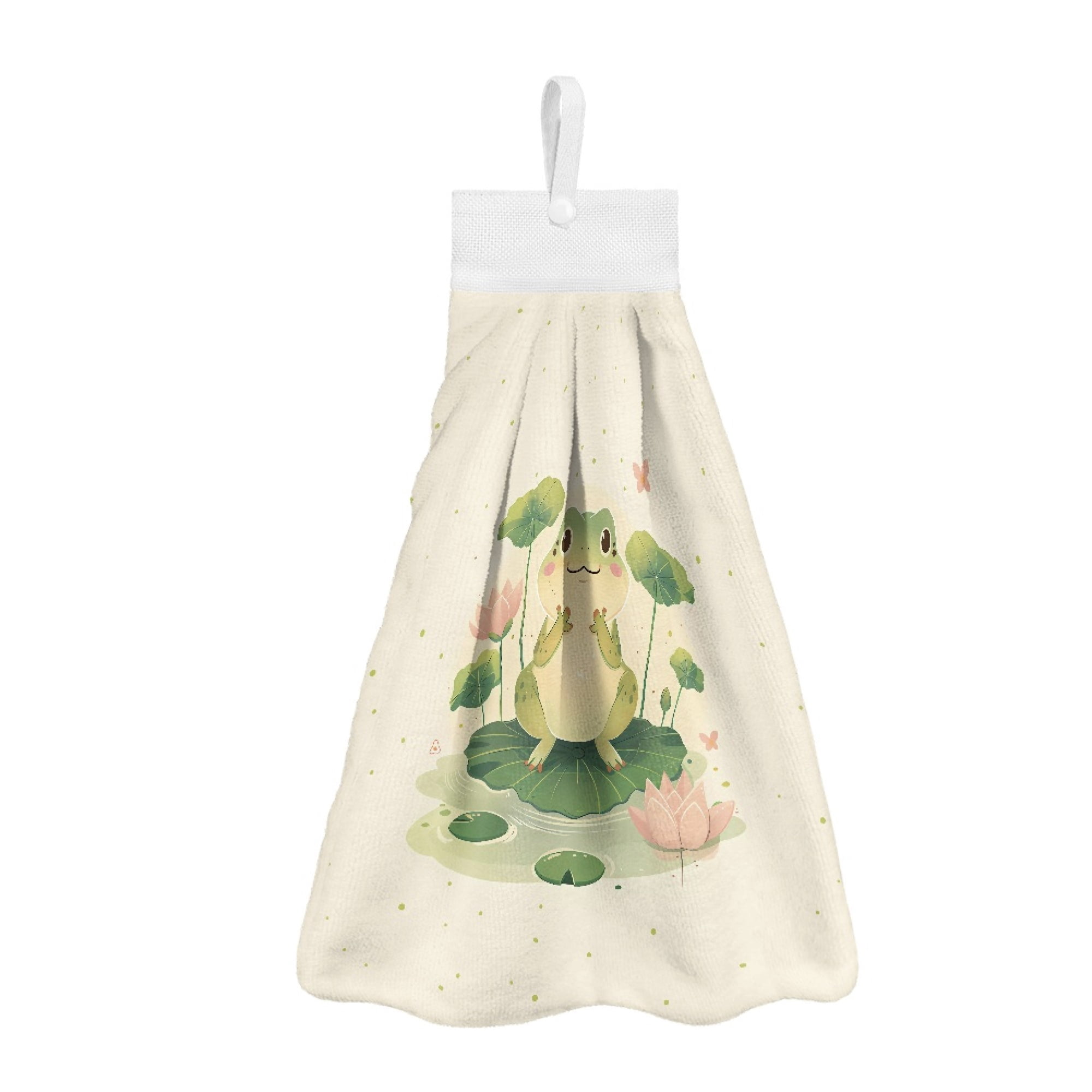 ZIATUBLE Frog Lotus Leaves Hand Towels for Kitchen Flowers Hanging Hand ...