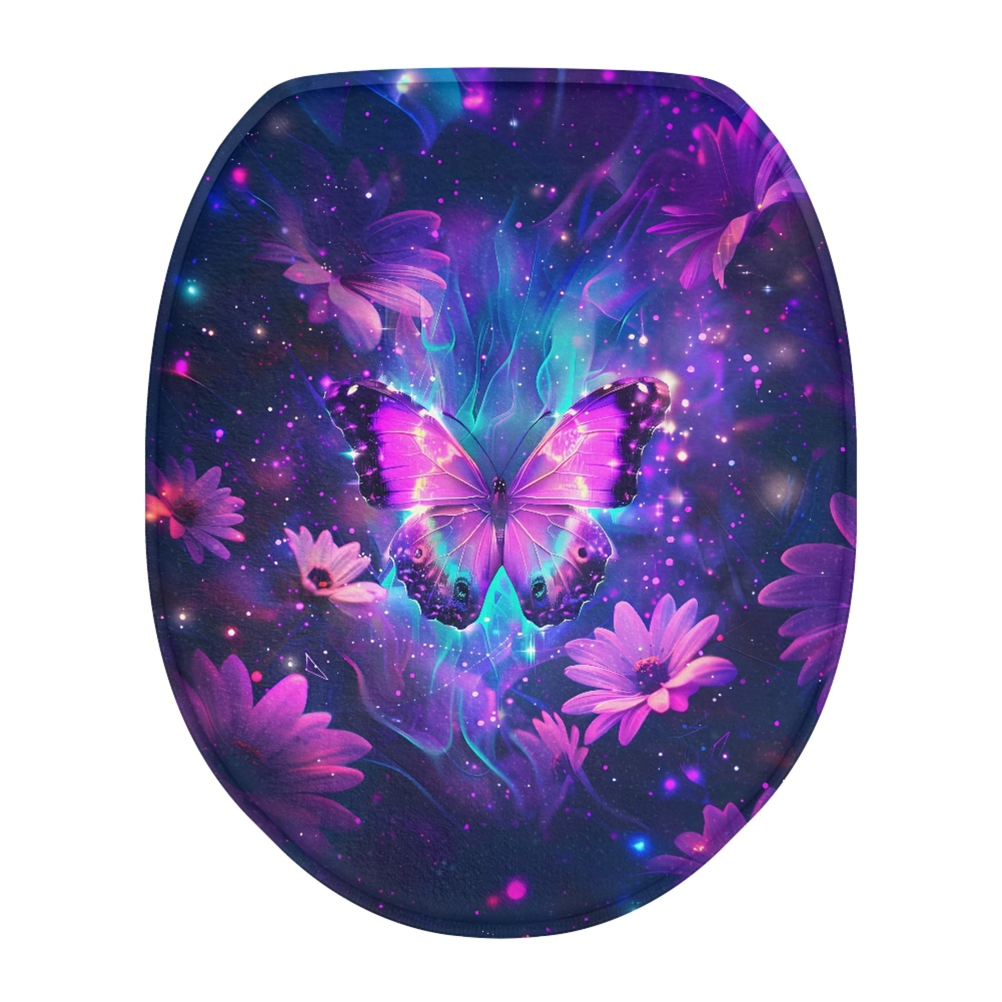 ZIATUBLE Galaxy Butterflies Toilet Lid Covers for Bathroom Toilet ...