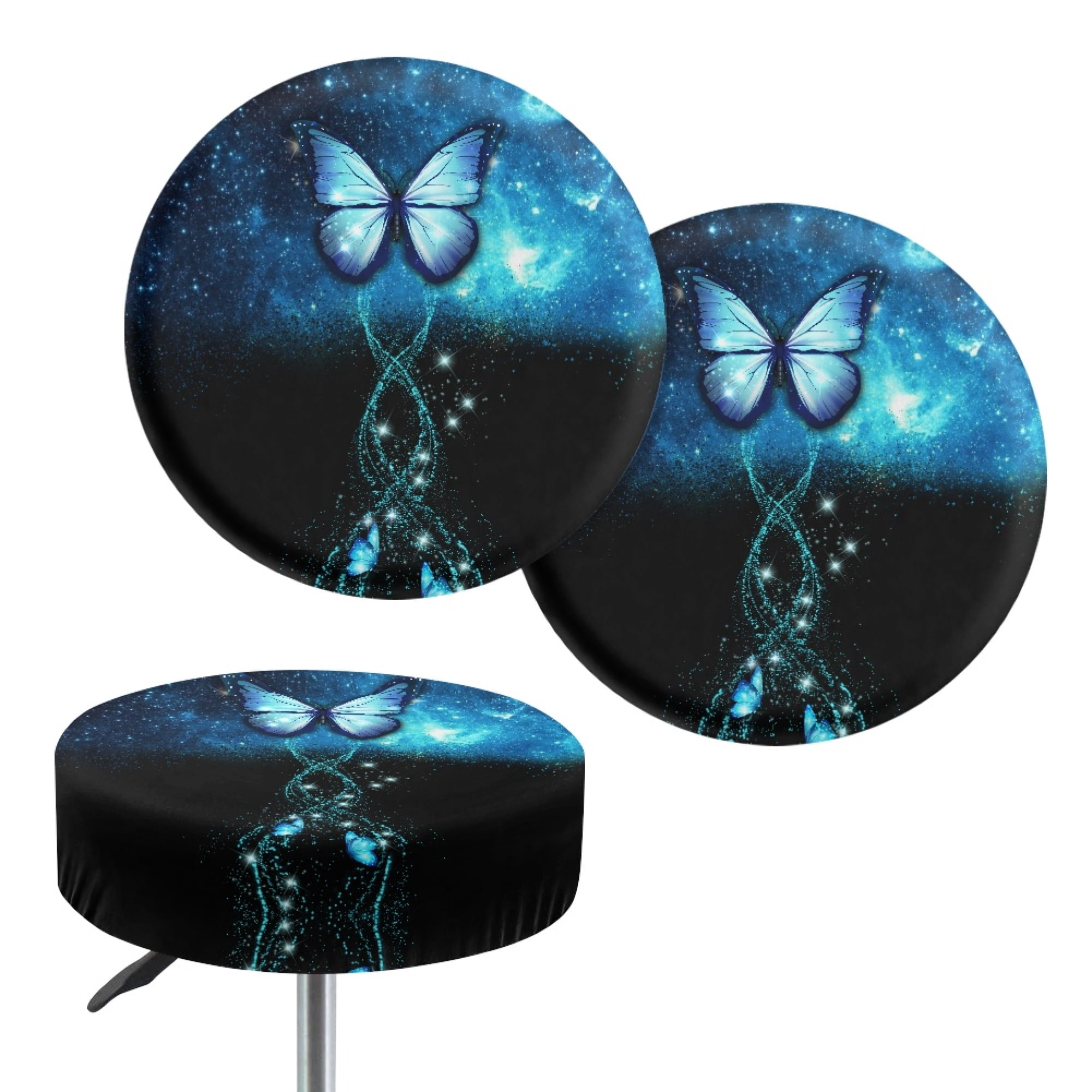 ZIATUBLE Galaxy Butterfly Bar Stool Cover Cushion Soft Round Stool ...