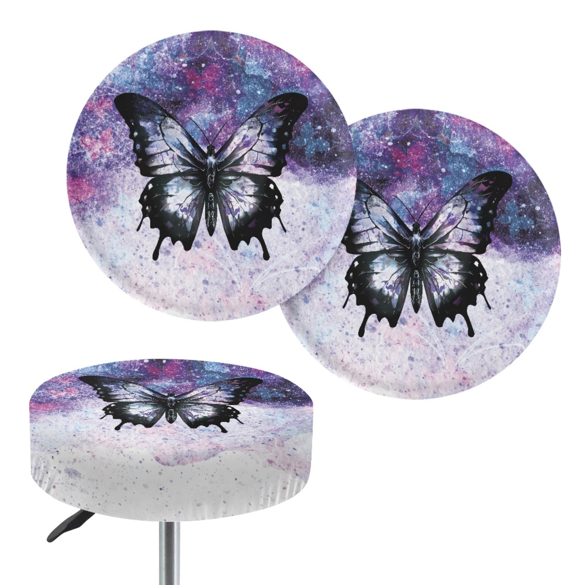 ZIATUBLE Galaxy Butterfly Bar Stool Cover Slipcovers Elastic Stool Seat ...