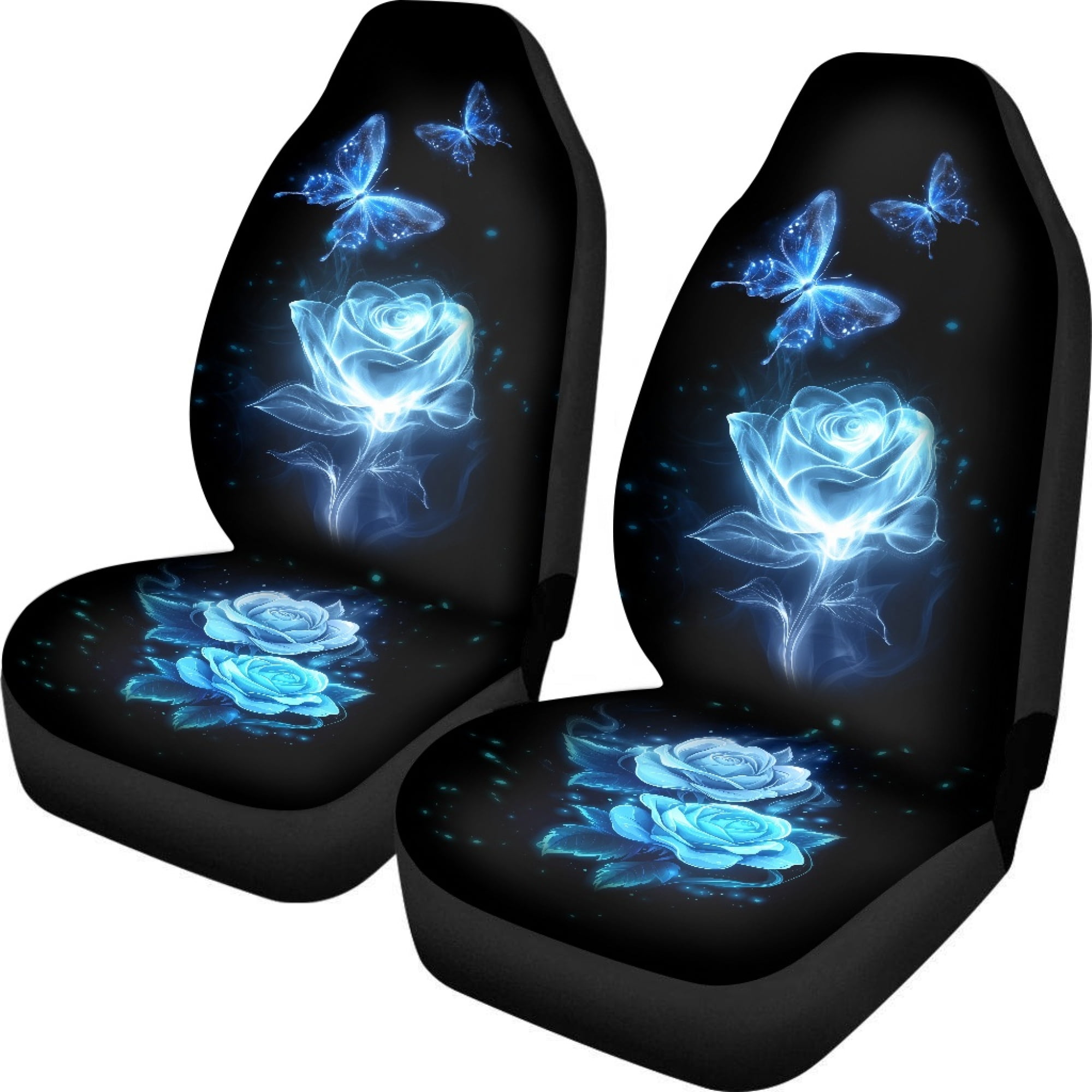 ZIATUBLE Galaxy Butterfly Floral Car Seat Dust Cover 2 Pcs Auto ...