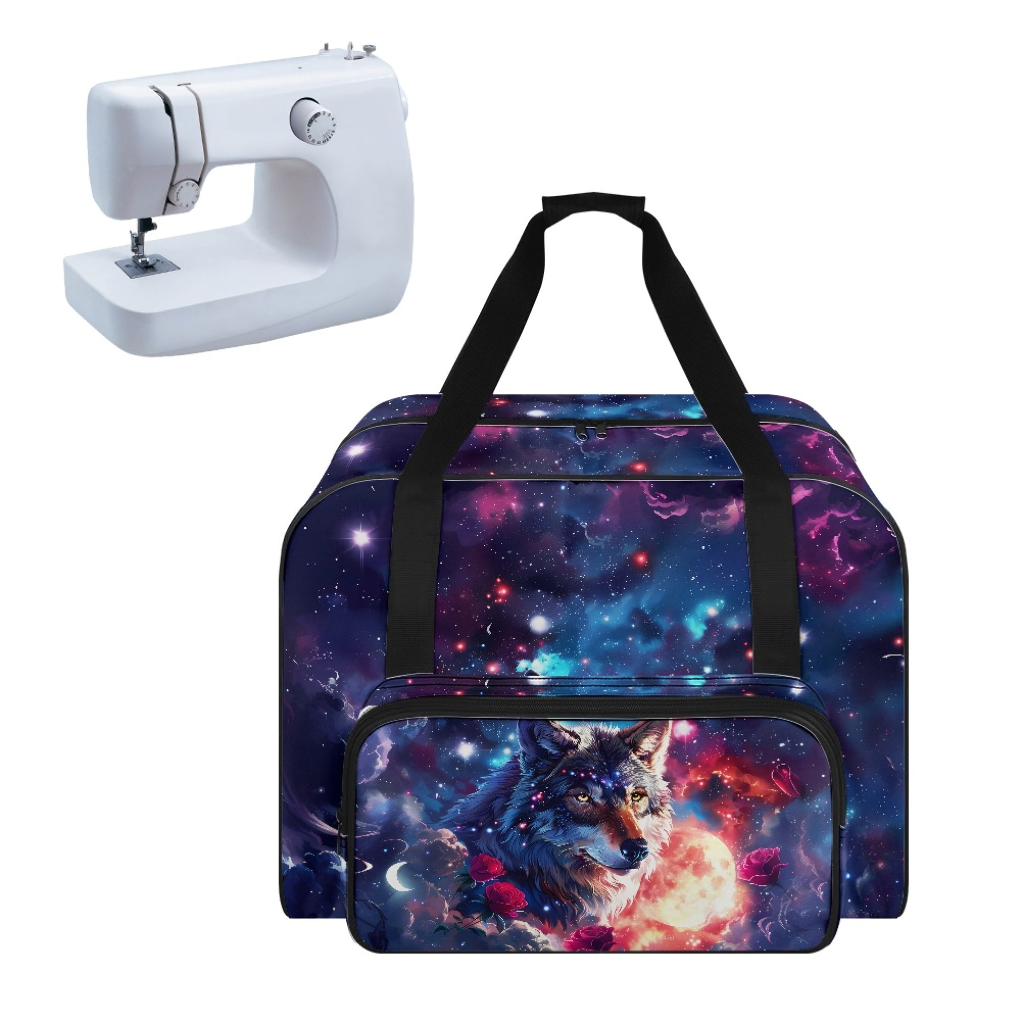ZIATUBLE Galaxy Wolf Portable Padded Storage Rose Sewing Machine Cases ...