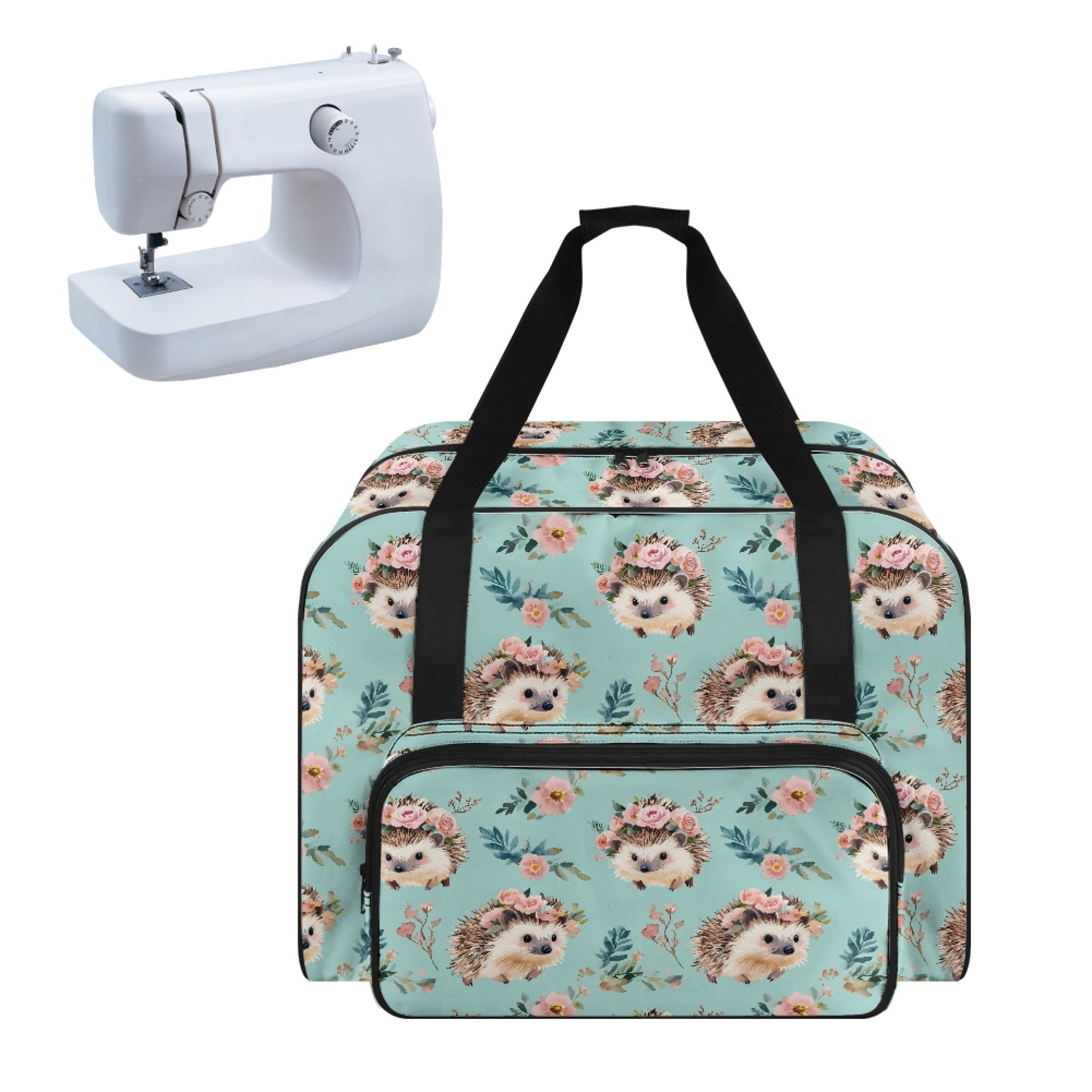ZIATUBLE Hedgehogs Sewing Machine Organizer Floral Sewing Machine ...