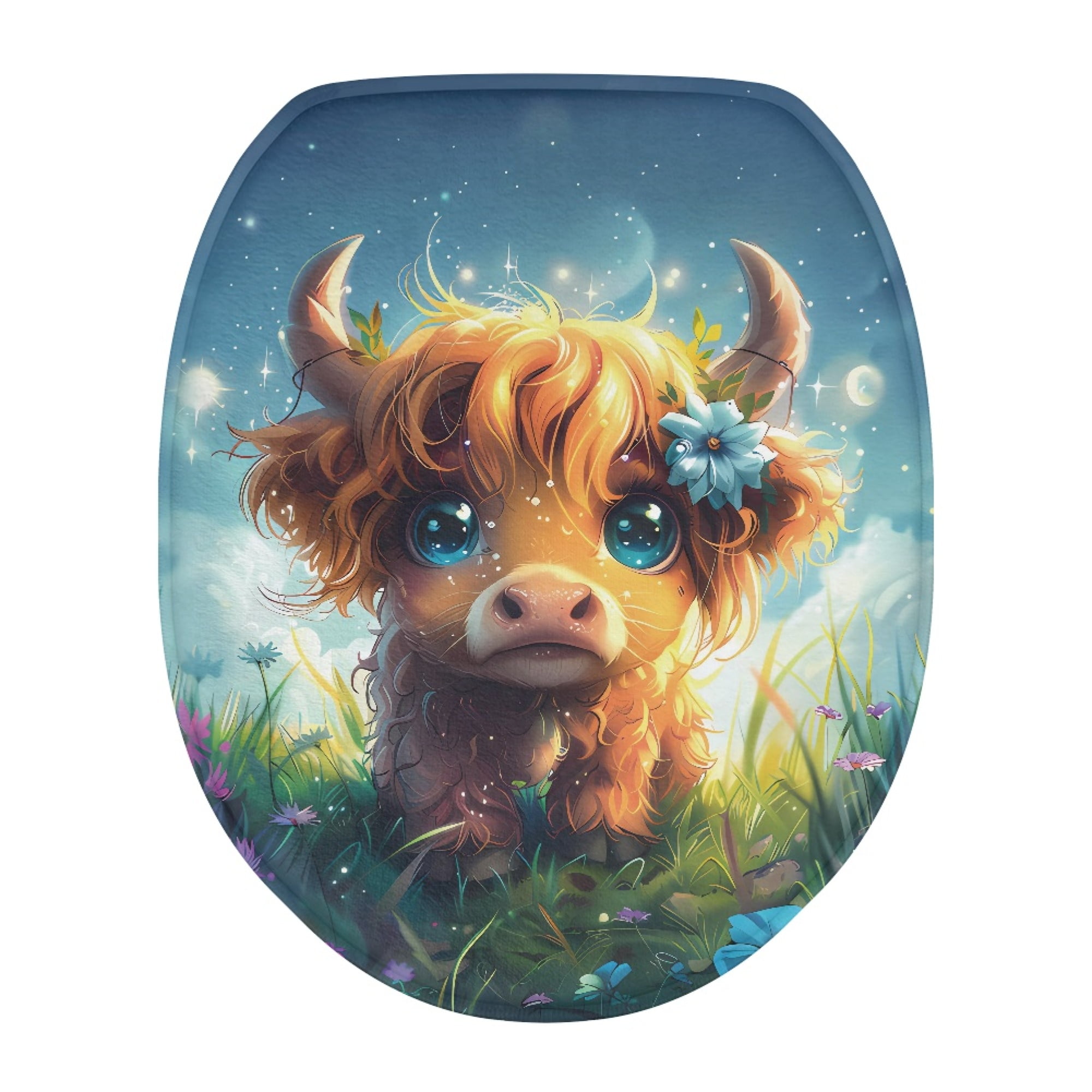 ZIATUBLE Highland Cow Flower Toilet Lid Covers Decorative Toilet Seat ...
