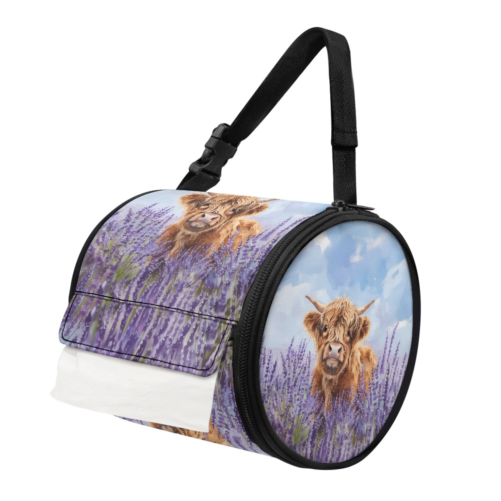 ZIATUBLE Highland Cow Paper Towel Dispenser Flower Hanging Paper Towel ...