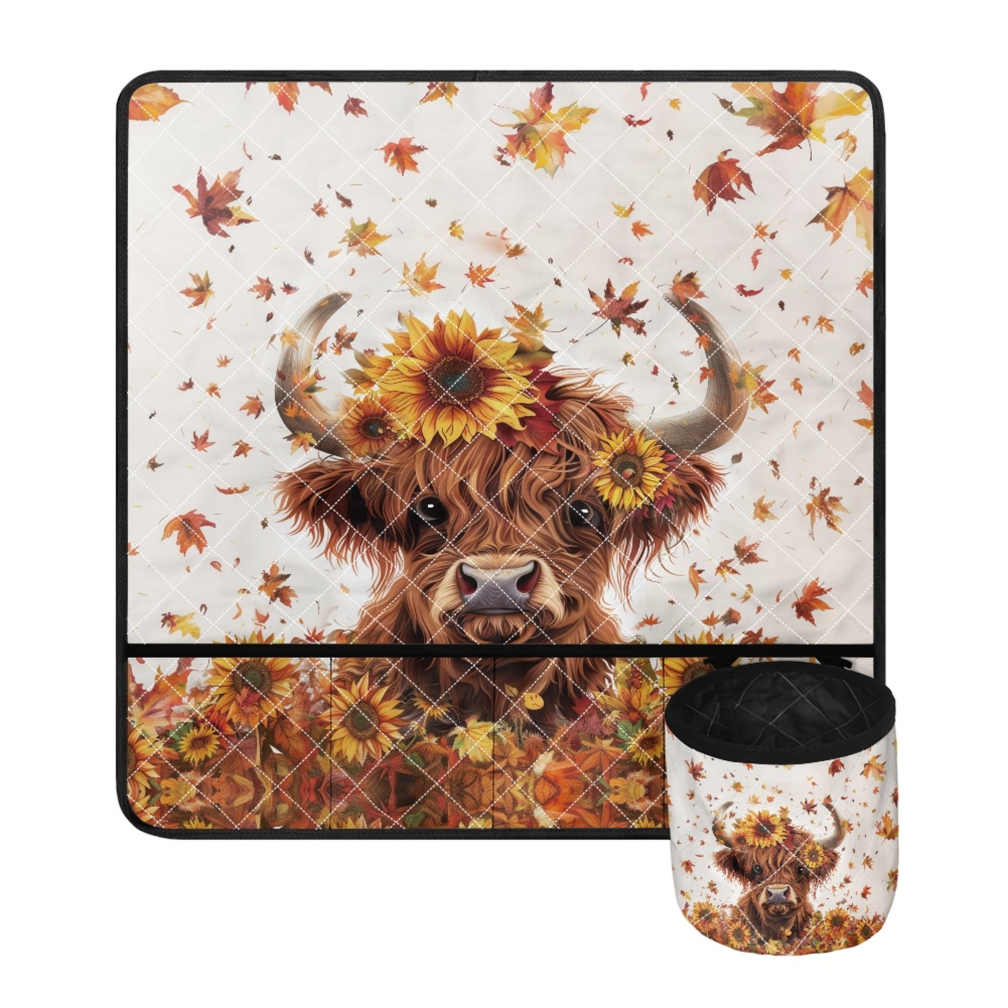 ZIATUBLE Highland Cow Sewing Machine Mat for Table Maple Leaves Sewing ...