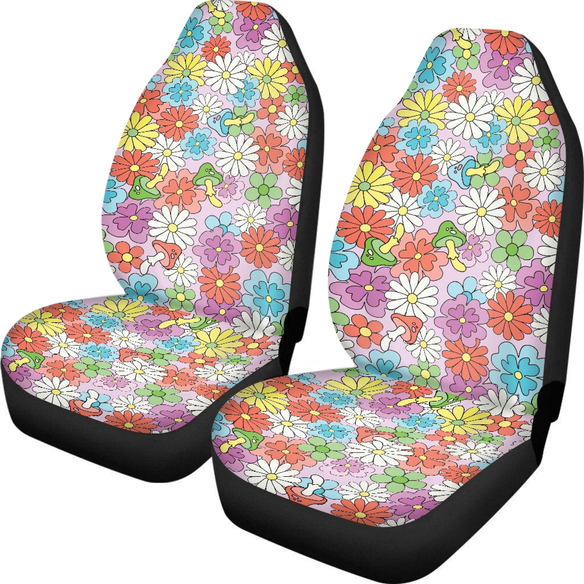 ZIATUBLE Hippie Daisy Car Seat Dust Cover Aesthetic Front Seats Covers ...