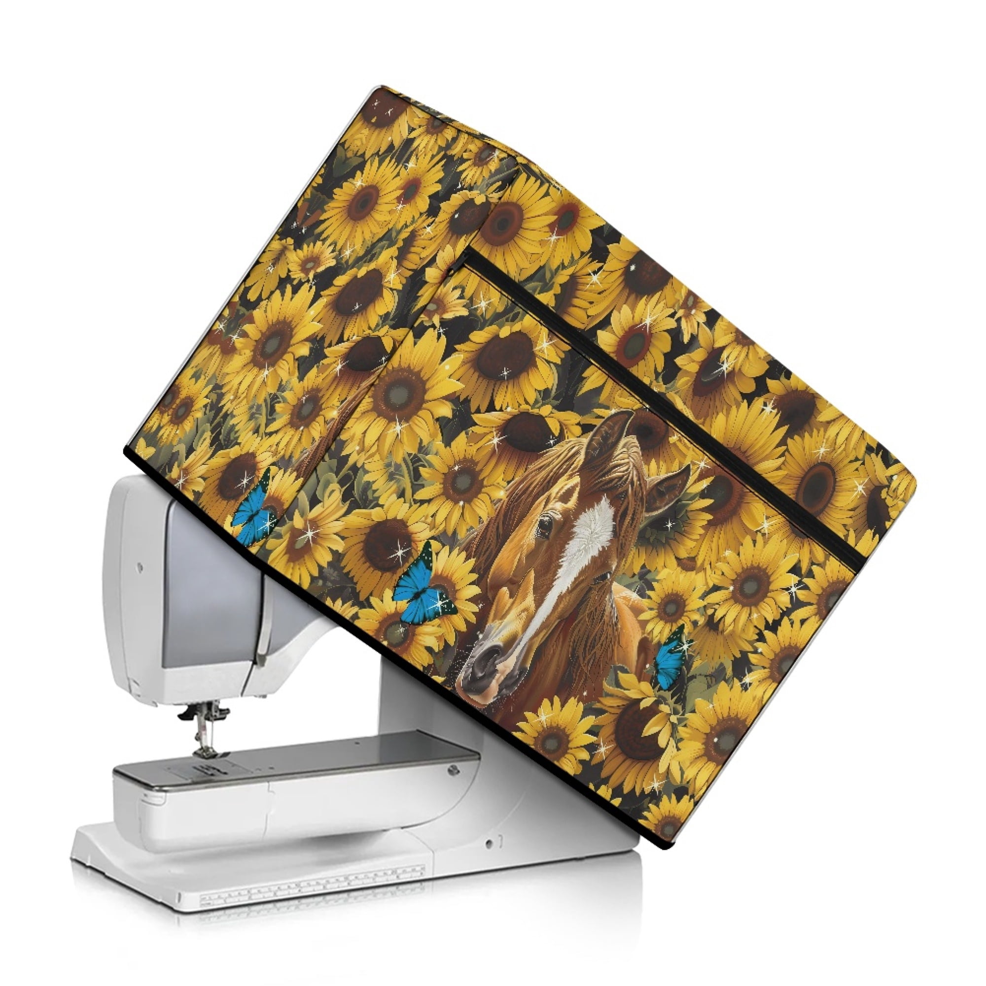 ZIATUBLE Horse Sunflower Sewing Machine Cover Pattern Butterfly Sewing ...