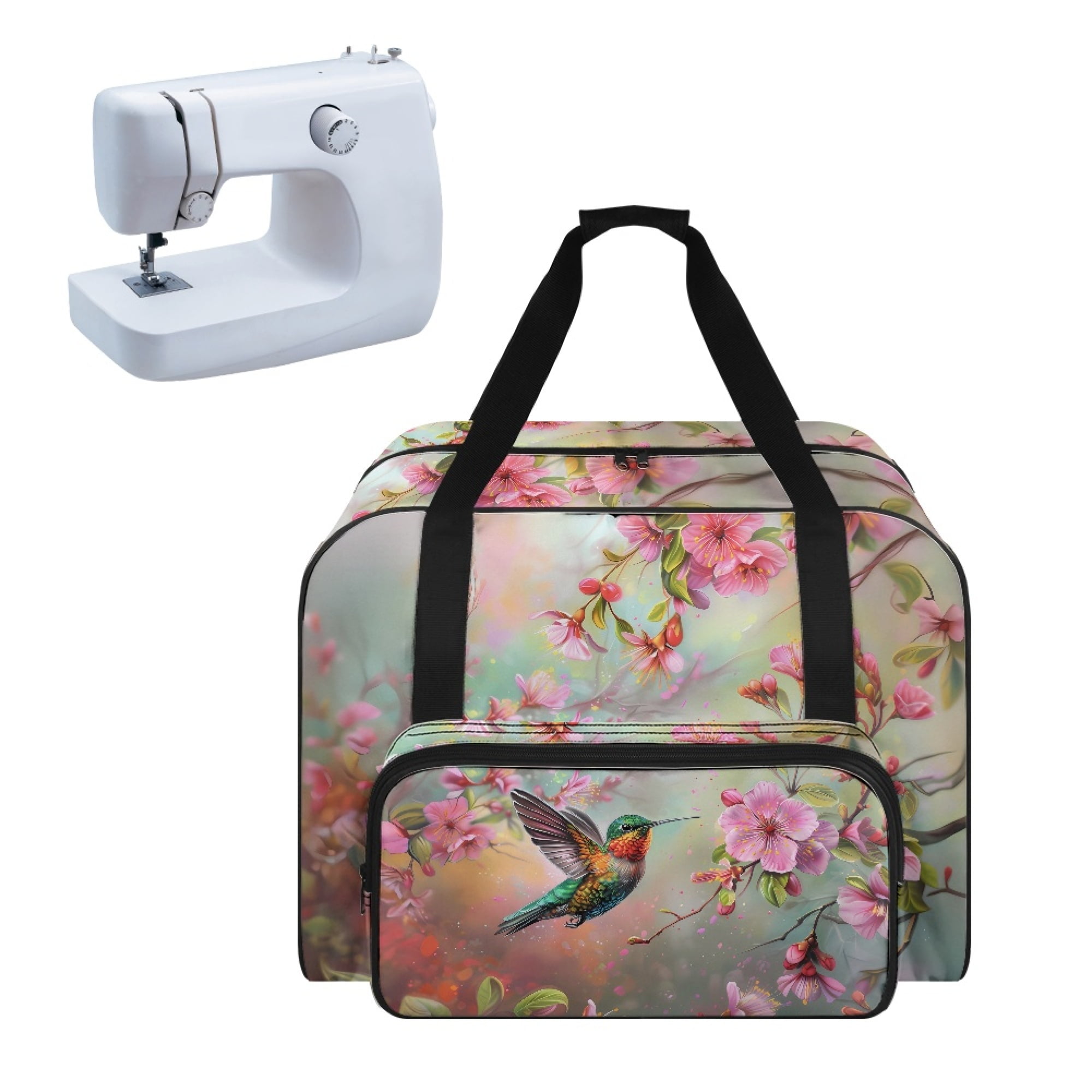 ZIATUBLE Hummingbird Flower Sewing Machine Carrying Case Tote Bag ...