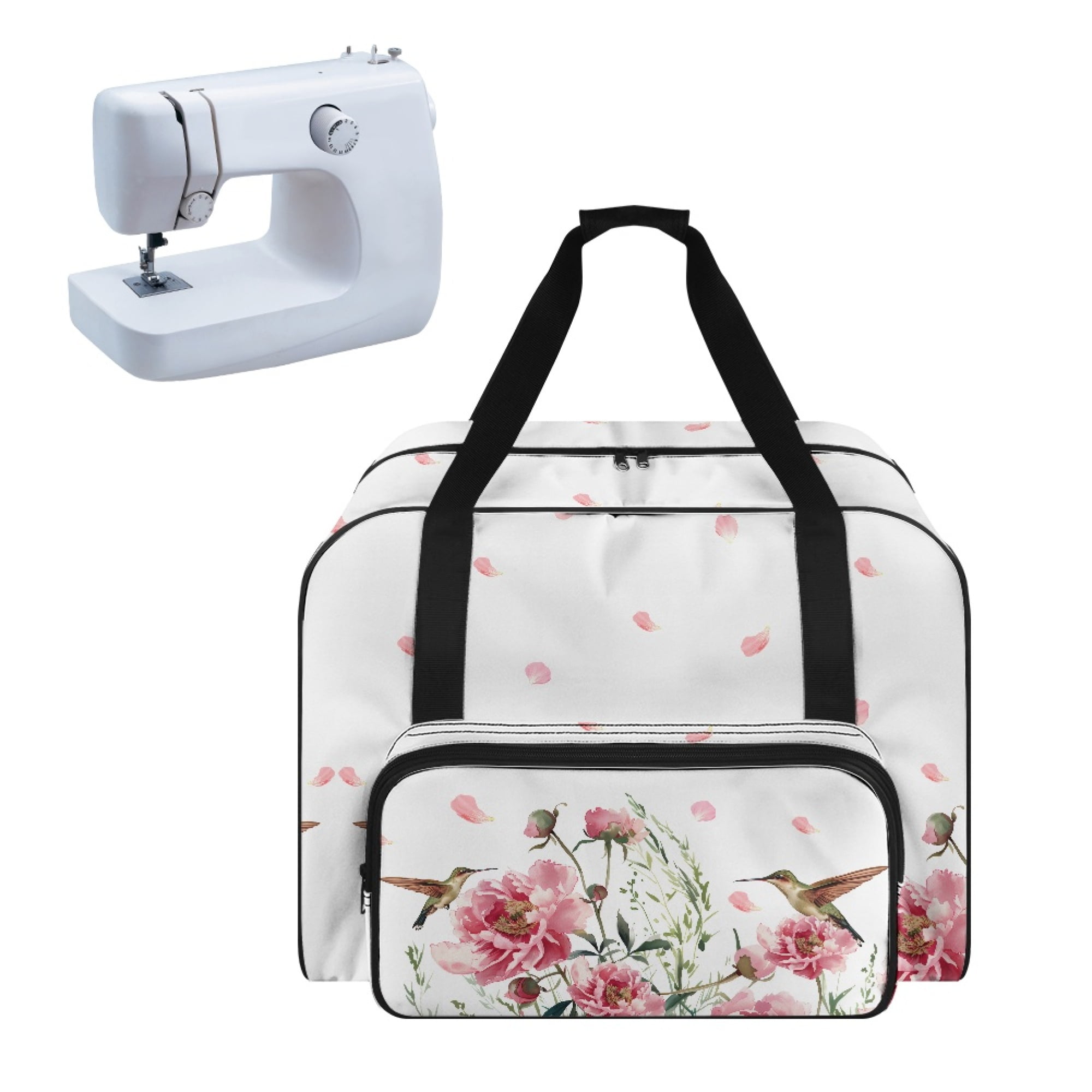 ZIATUBLE Hummingbird Sewing Machine Bags Flower Portable Carrying Totes ...