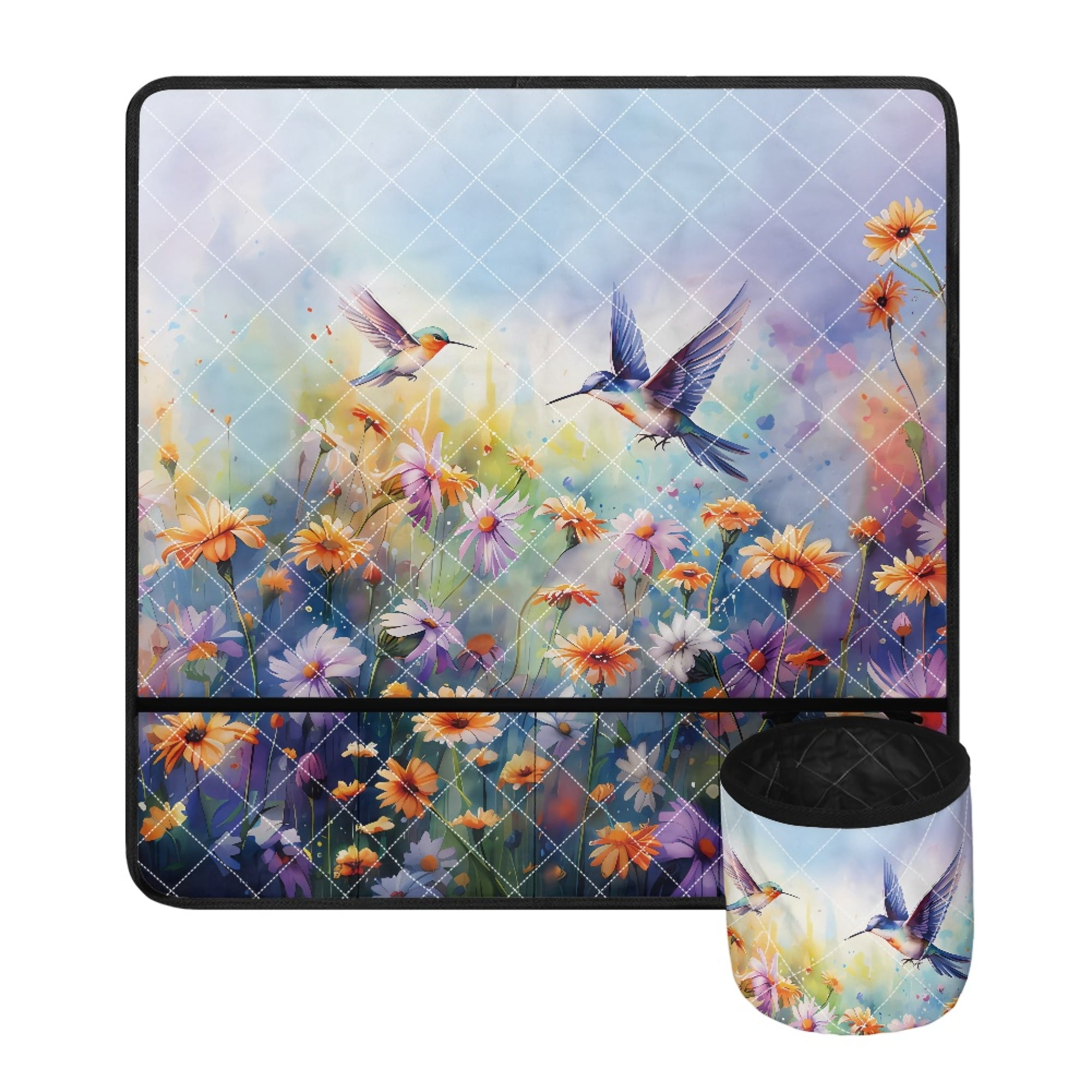 ZIATUBLE Hummingbird Sewing Machine Mat Floral Sewing Machine Muffling ...