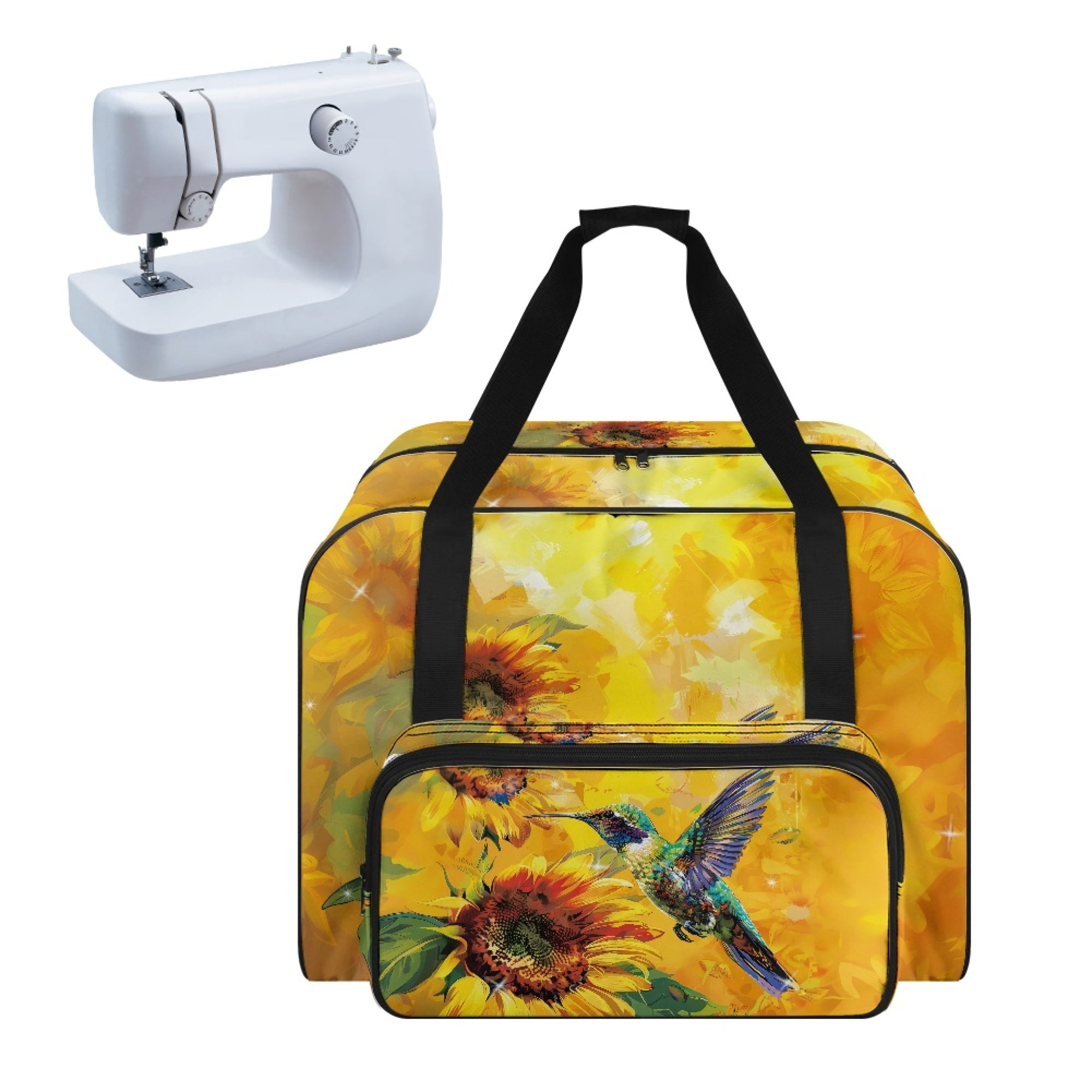 ZIATUBLE Hummingbird Sewing Machine Organizer Sunflower Sewing Machine Cases and Bags ...