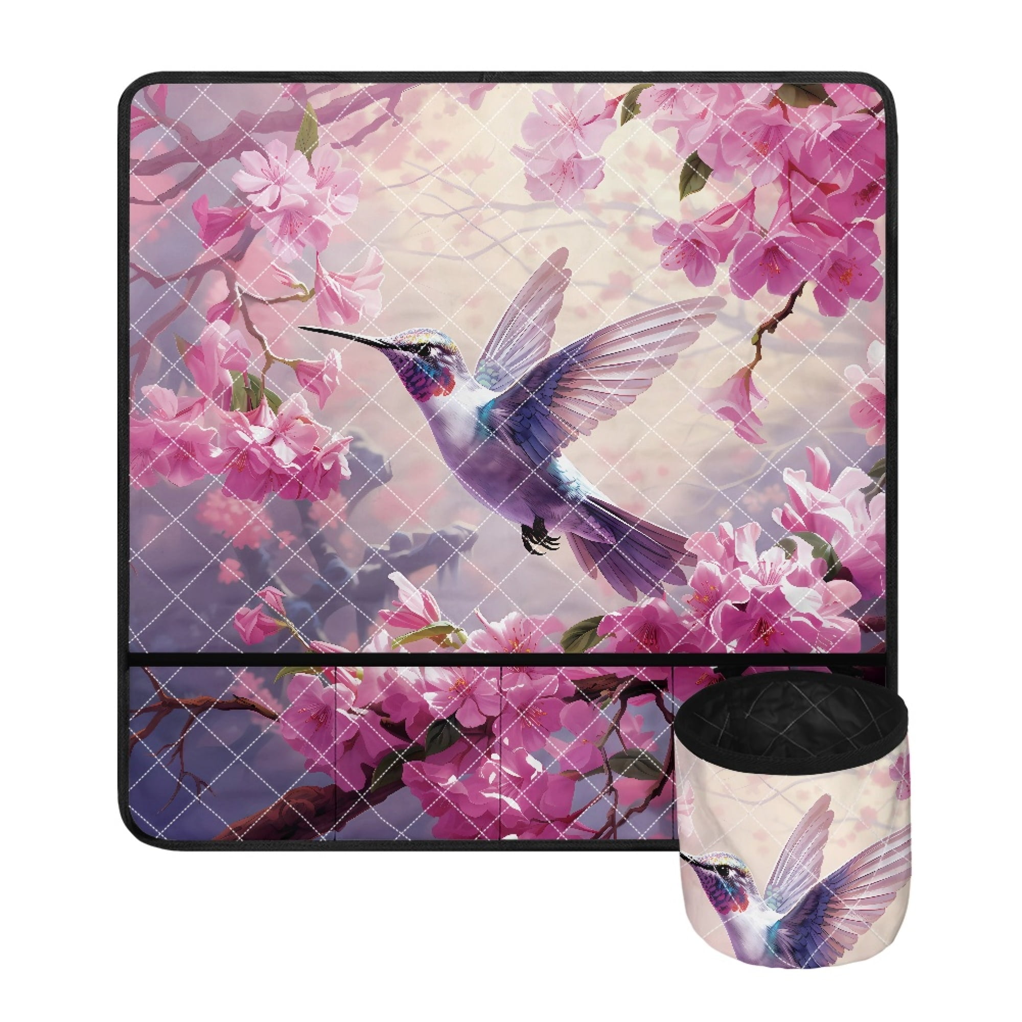 ZIATUBLE Hummingbird Sewing Machine Pad Organizer Cherry Blossom Sewing ...