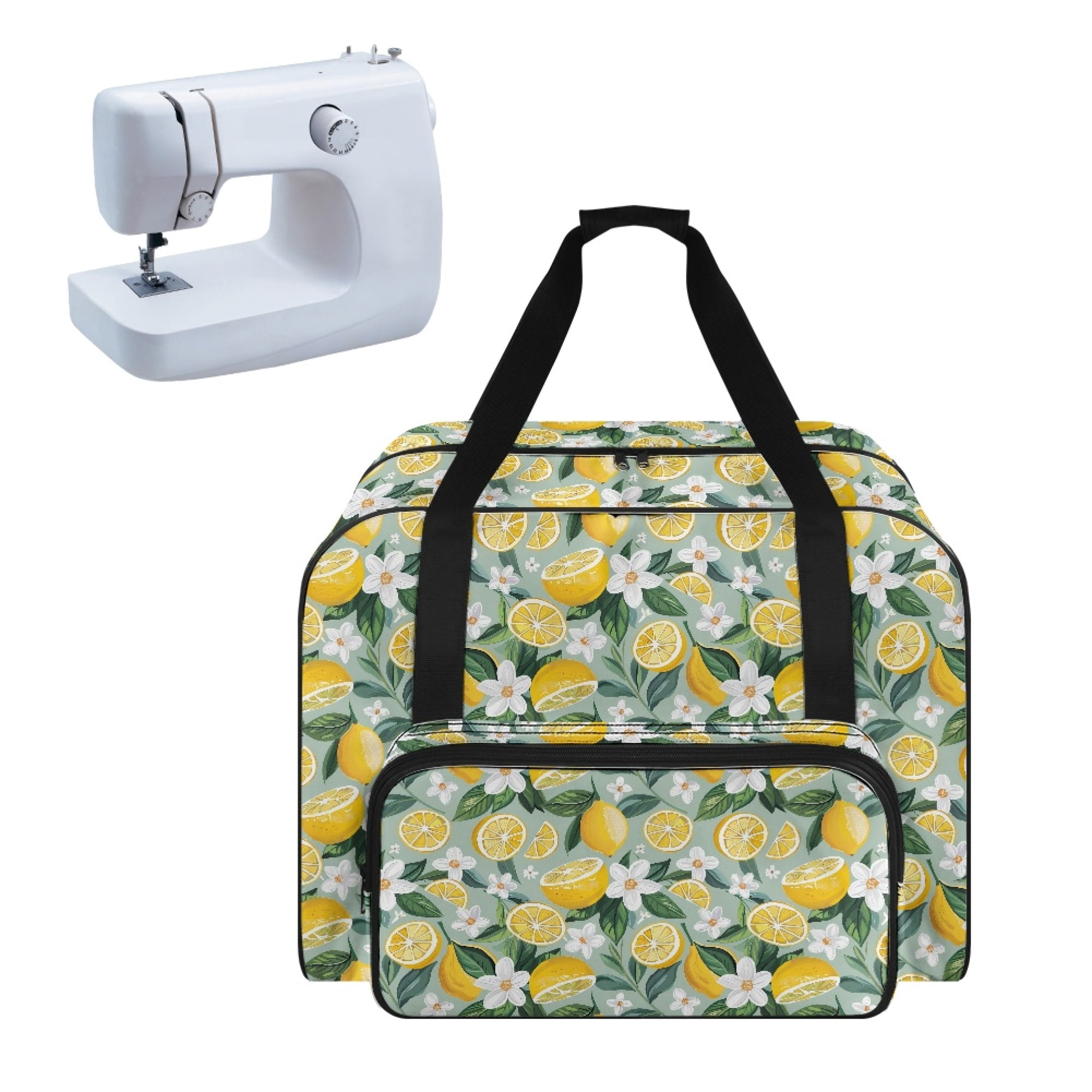 ZIATUBLE Lemon Sewing Case Floral Travel Bag with Zippers Universal ...