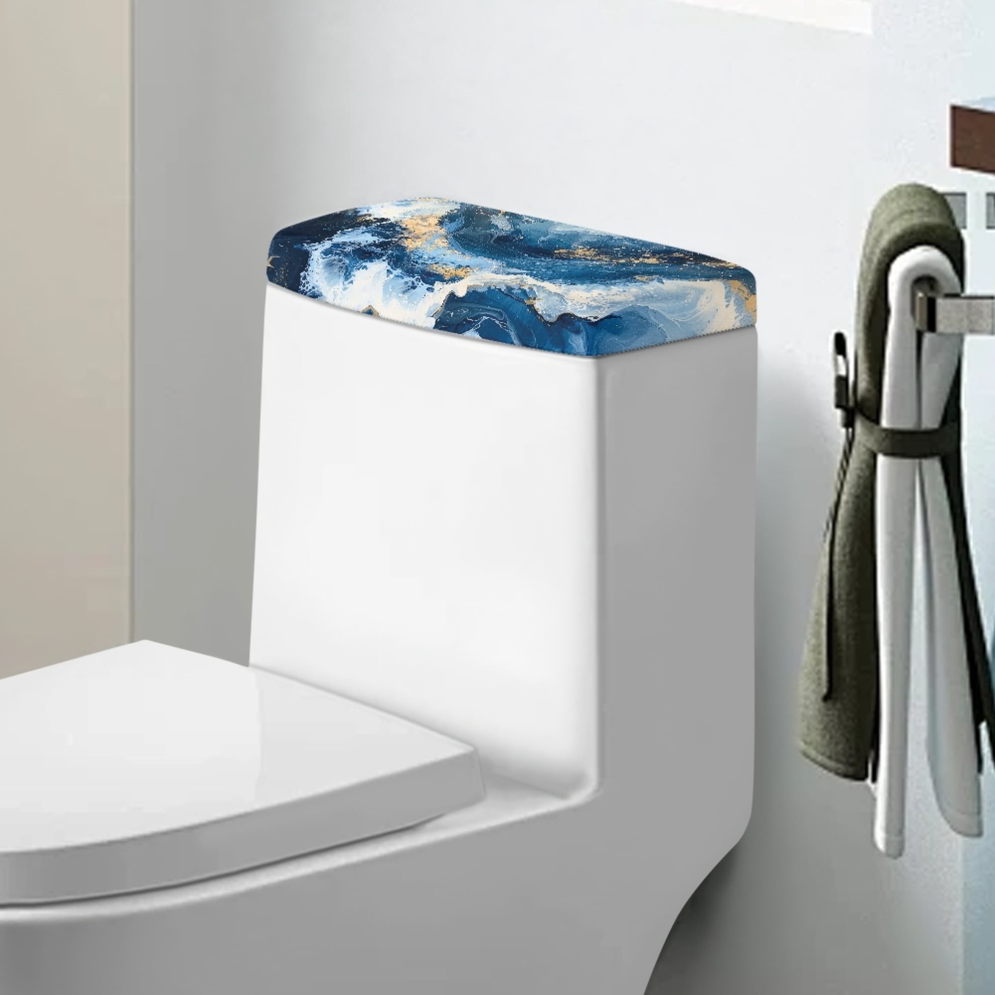 ZIATUBLE Marble Partten Toilet Tank Lid Covers Soft Toilet Top Cover ...