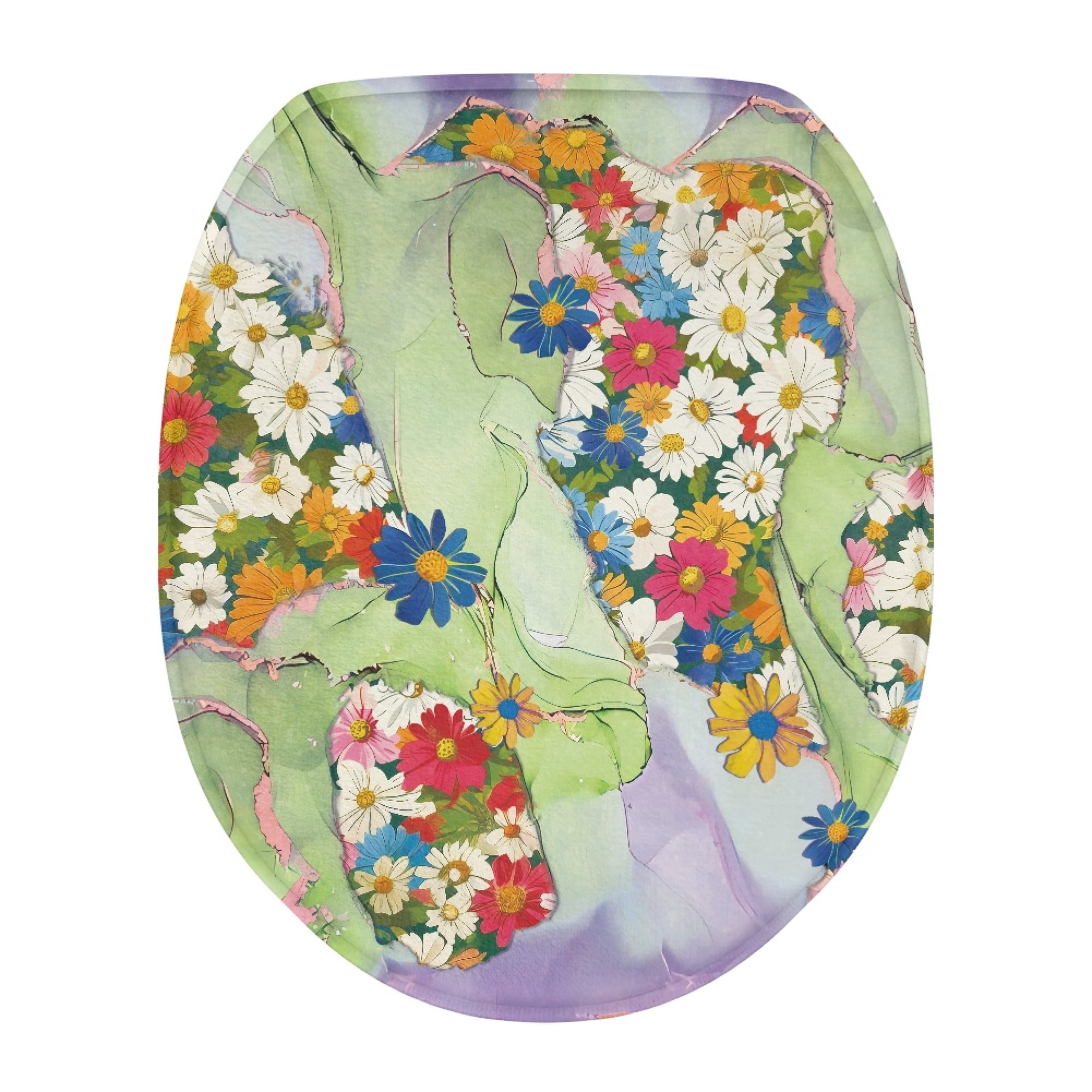 ZIATUBLE Marble Striped Toilet Lid Dust Cover Daisy Toilet Lid Covers ...