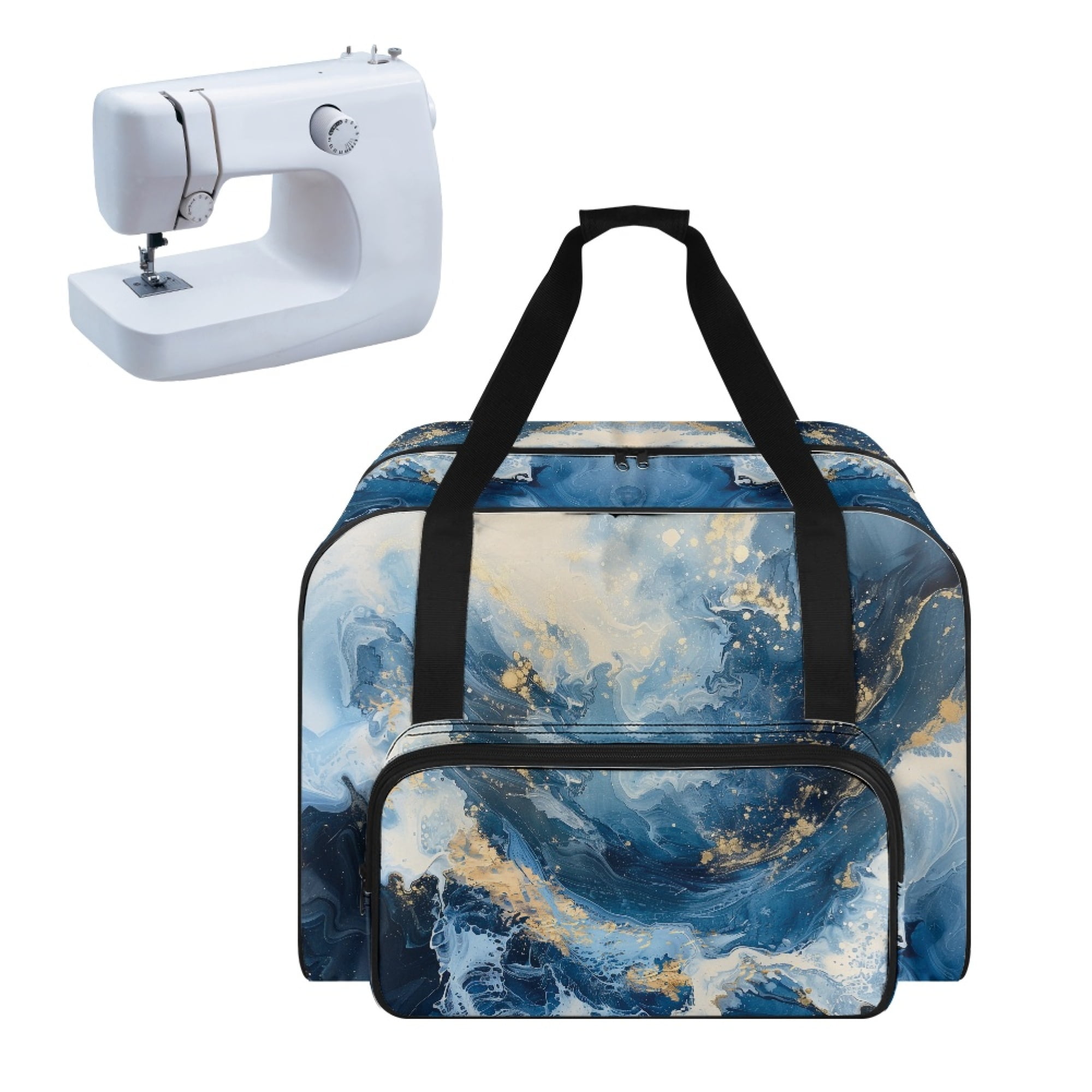 ZIATUBLE Marble Stripes Sewing Machine Bags Large Capacity Sewing ...