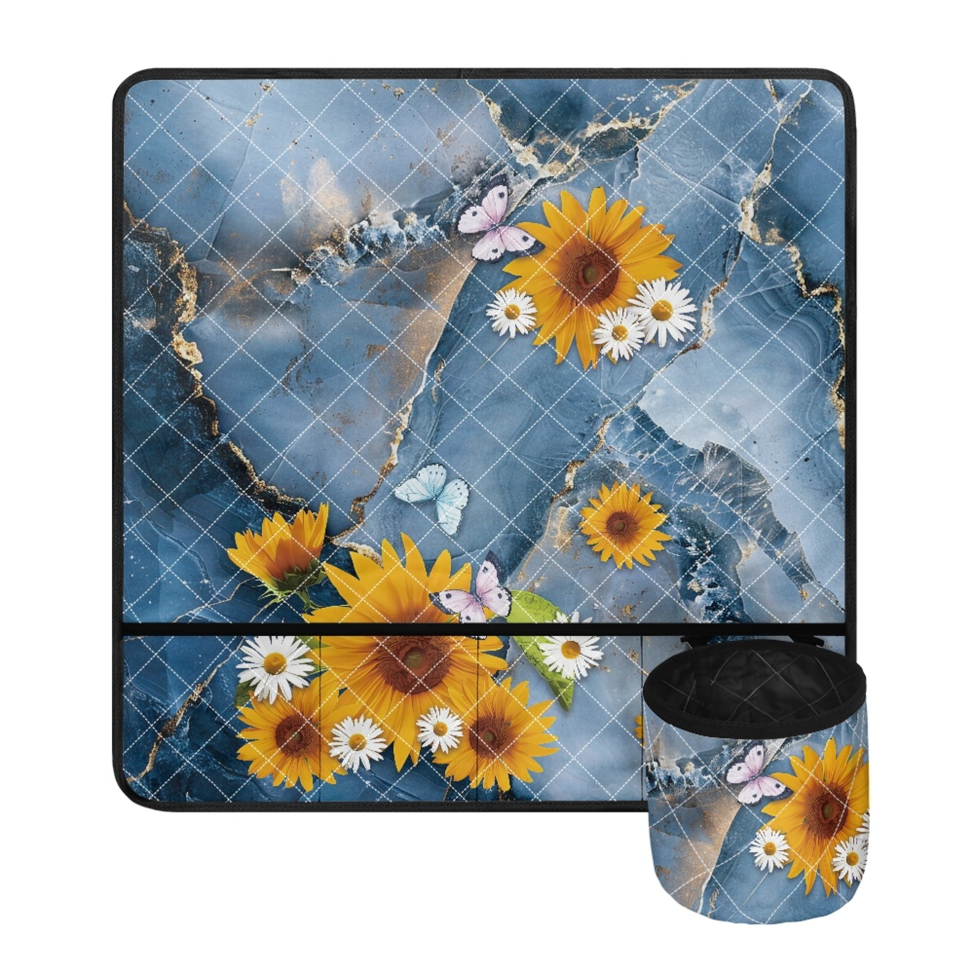 ZIATUBLE Marble Stripes Sewing Machine Cross Stitching Mat Sunflower ...