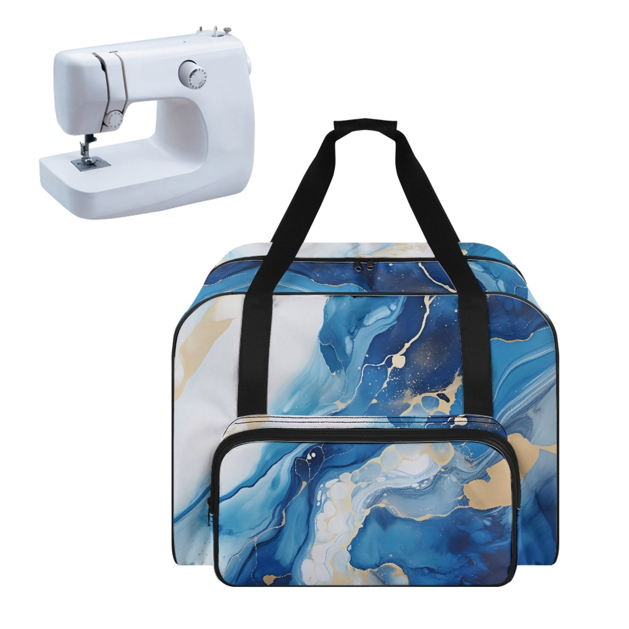 ZIATUBLE Marble Stripes Sewing Machine Tote Bag Large Capacity Sewing ...