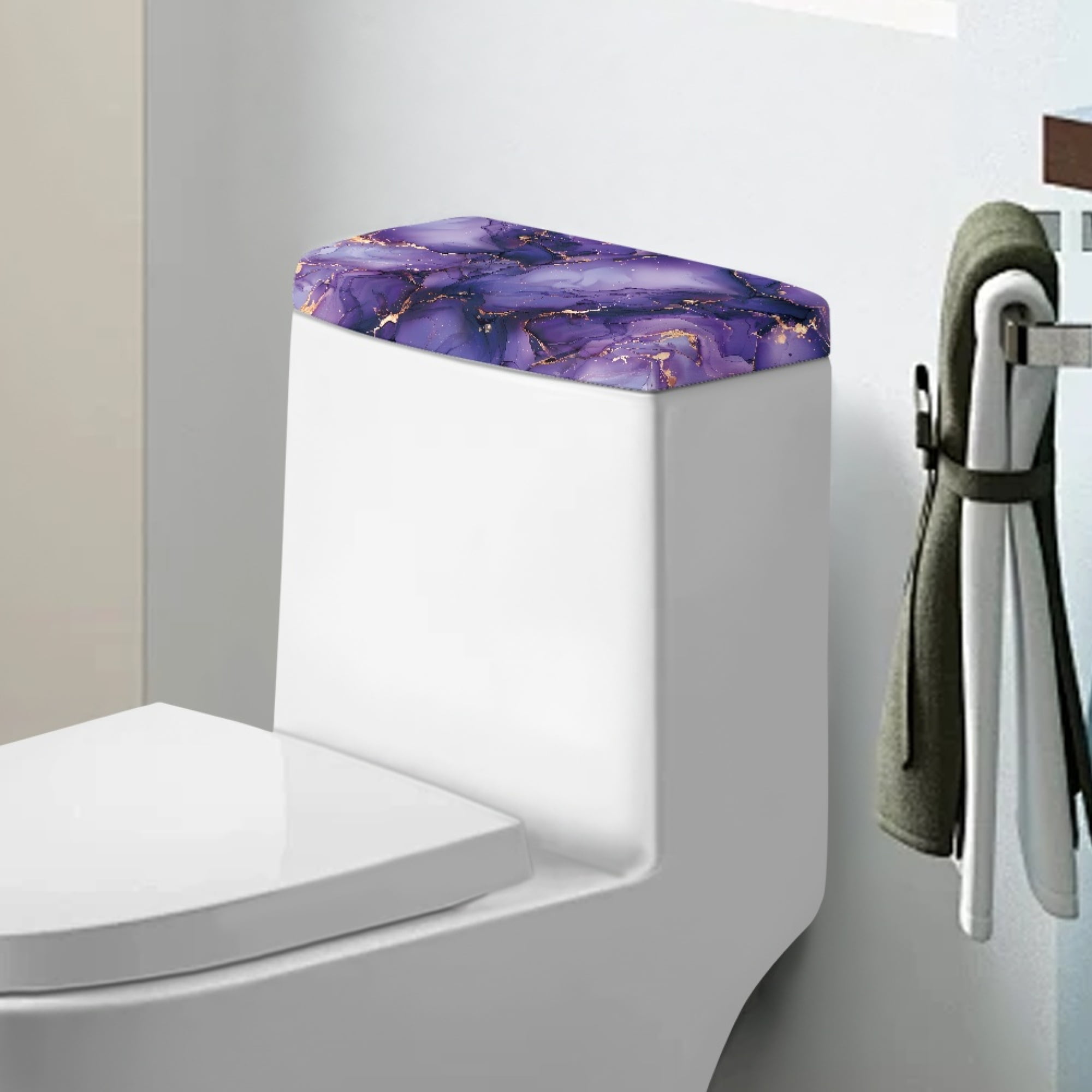 ZIATUBLE Marble Stripes Toilet Tank Lid Covers Dustproof Toilet Water ...