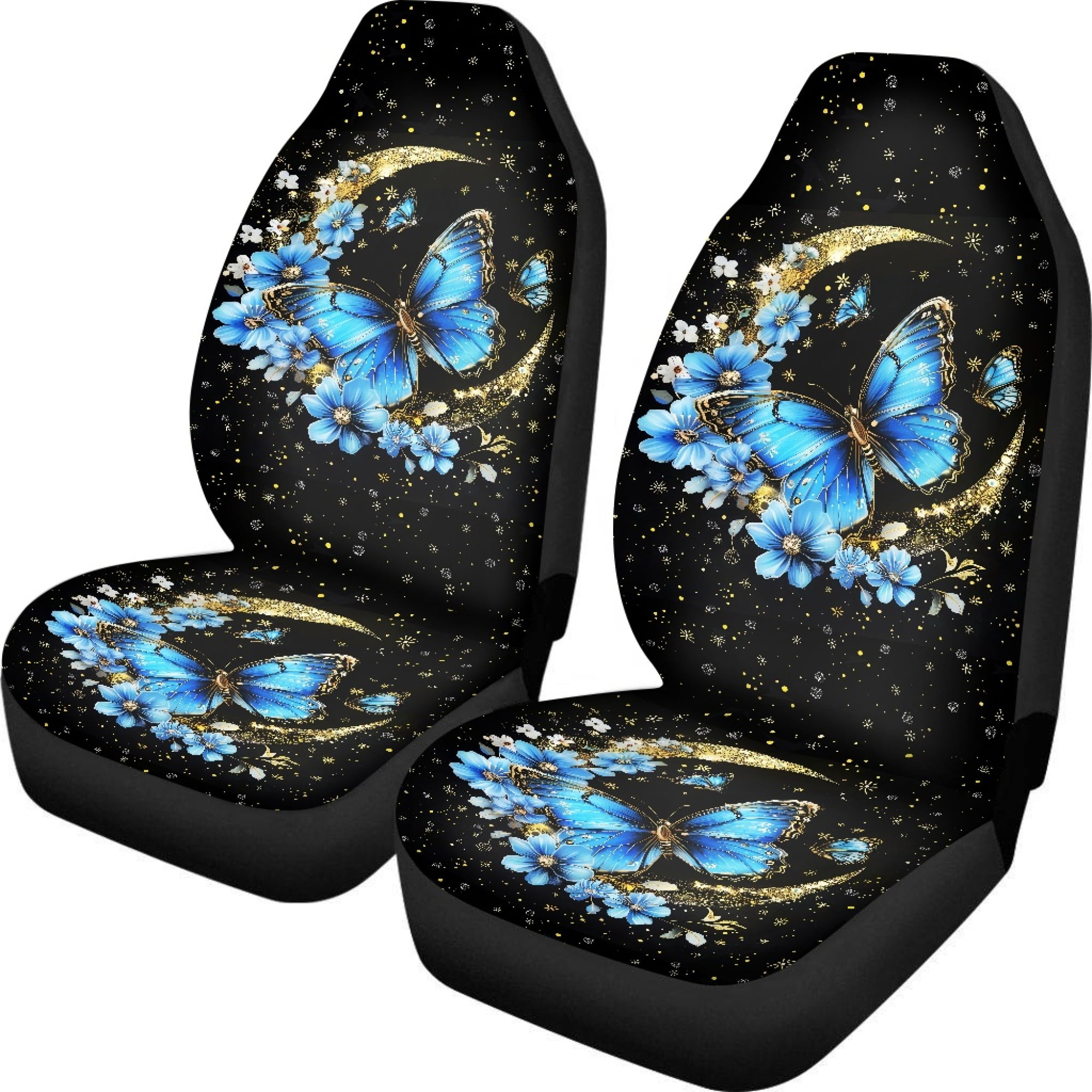 ZIATUBLE Moon Butterfly Car Seat Covers Full Set Galaxy Flower Car Seat ...