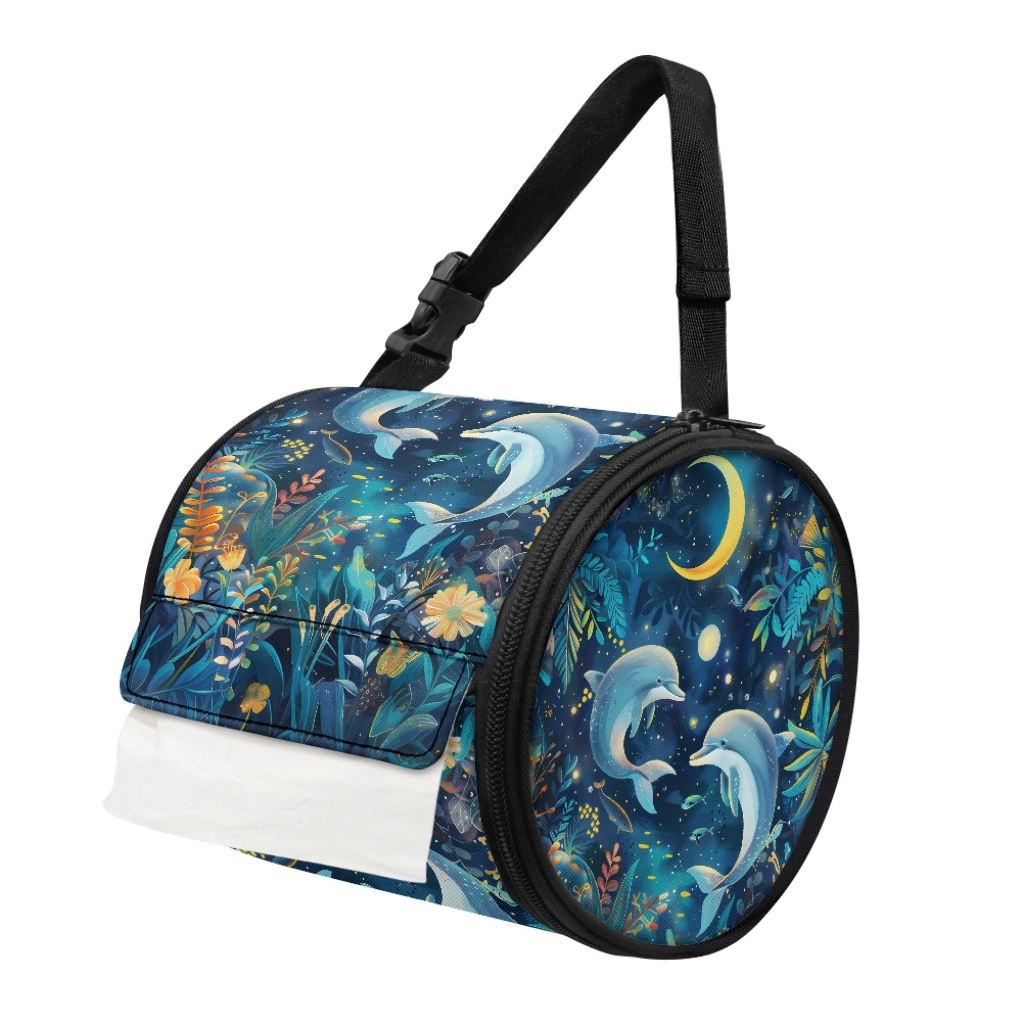 ZIATUBLE Moon Dolphins Tissue Roll Hanging Cover Plants Travel Toilet ...