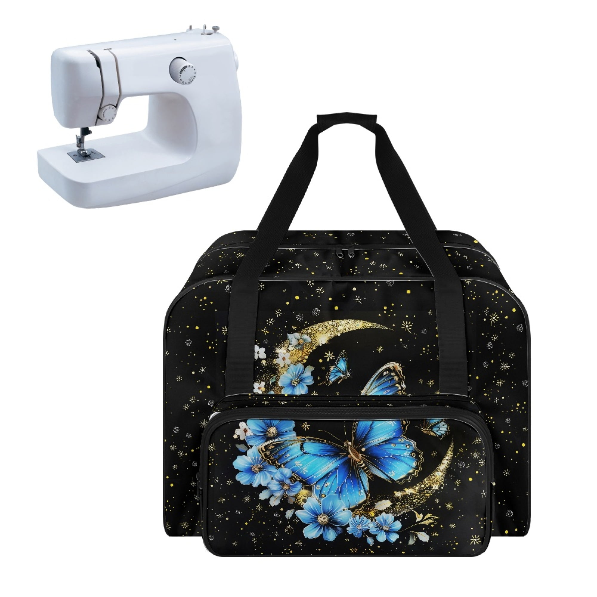 ZIATUBLE Moon Portable Cover Tote Bag Butterfly Flower Sewing Machine ...