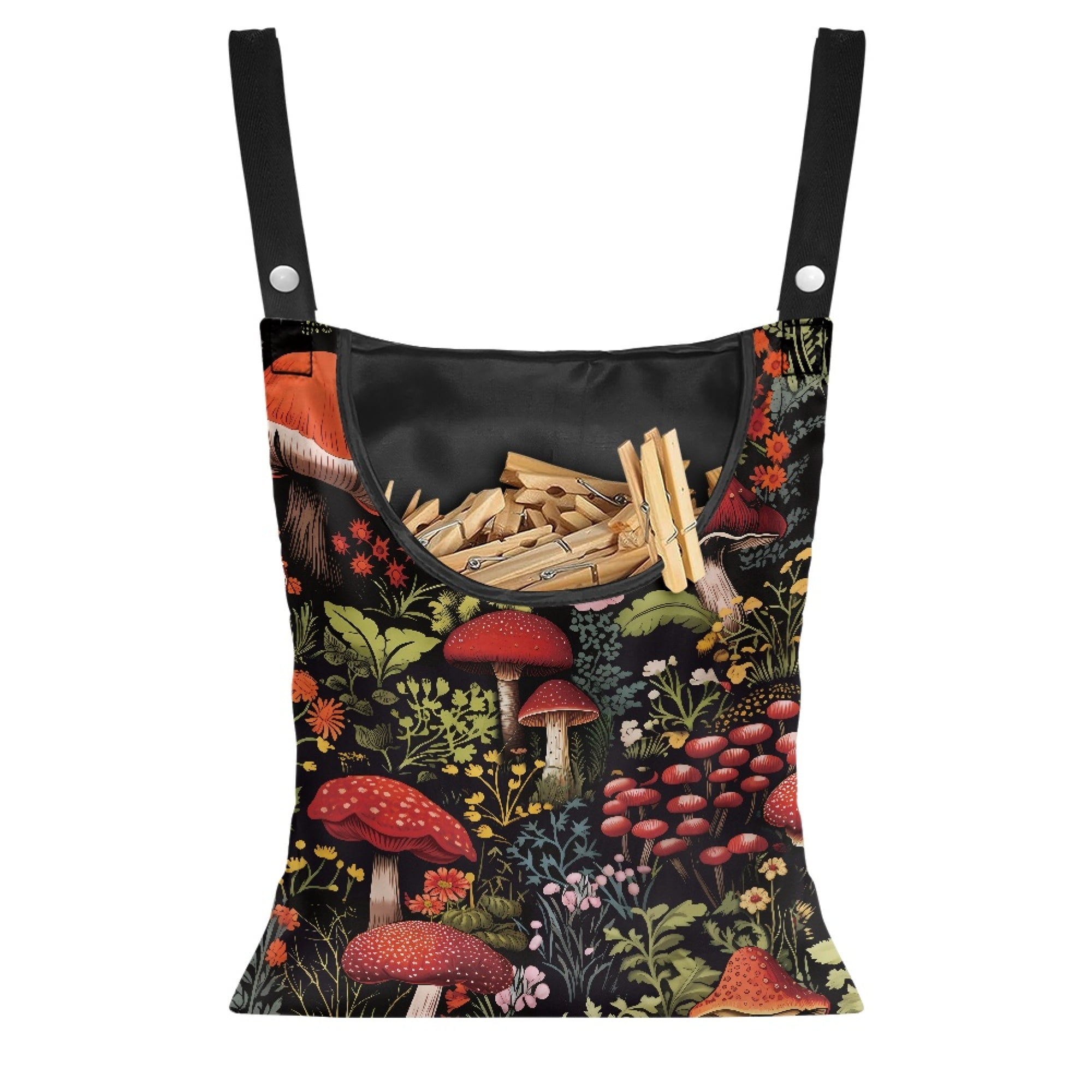 ZIATUBLE Mushroom Plants Clothesline Bag for Clothes Pins Washable ...
