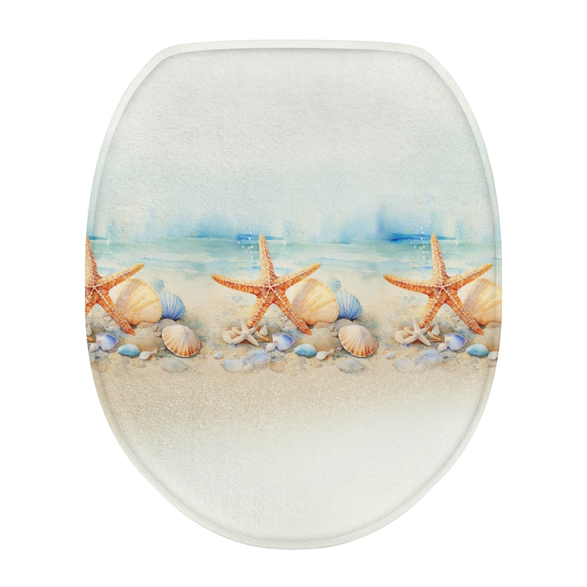 ZIATUBLE Ocean Beach Toilet Lid Seat Cover Starfish Shells Toilet Lid ...