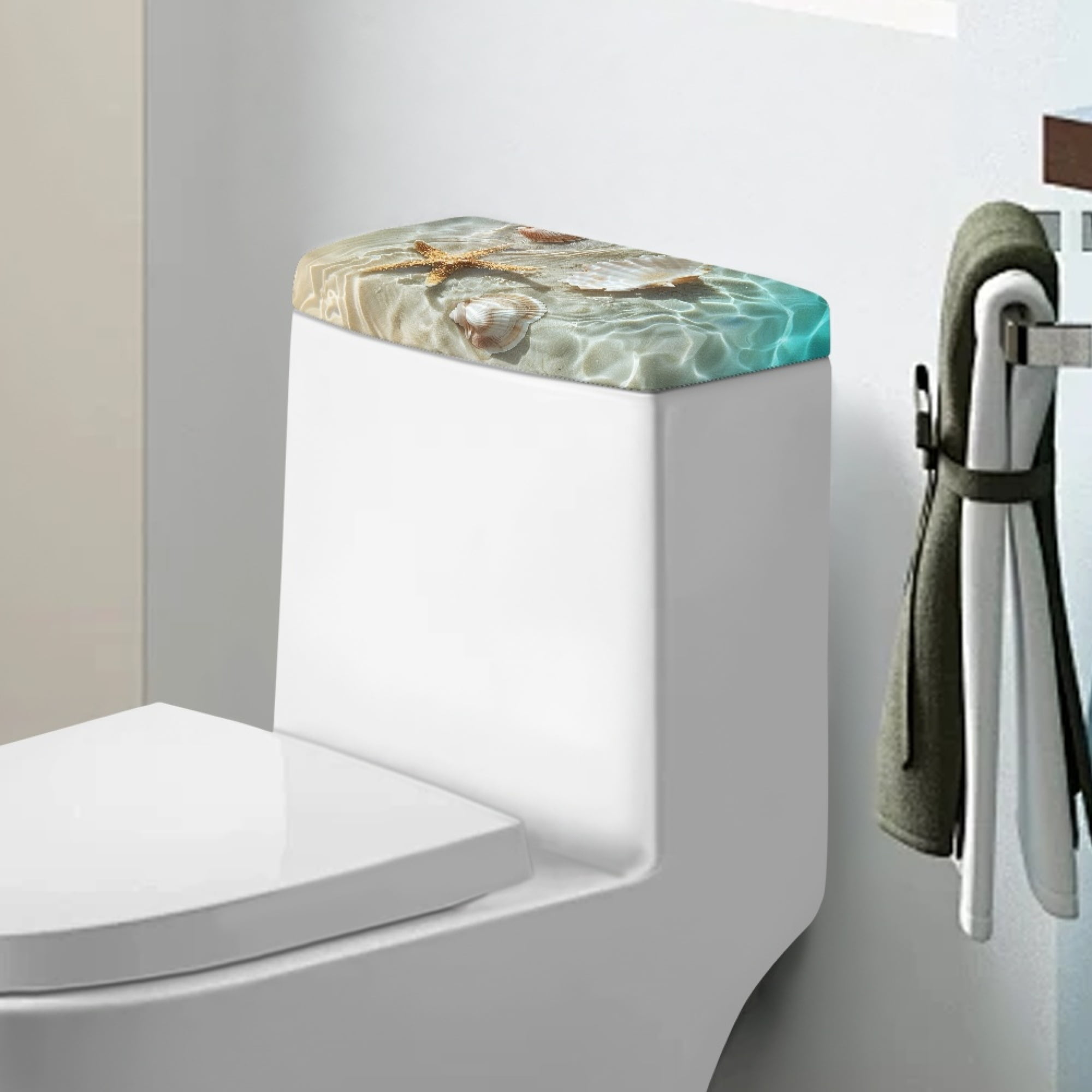 ZIATUBLE Ocean Beach Toilet Protective Cover Starfish Shells Toilet ...