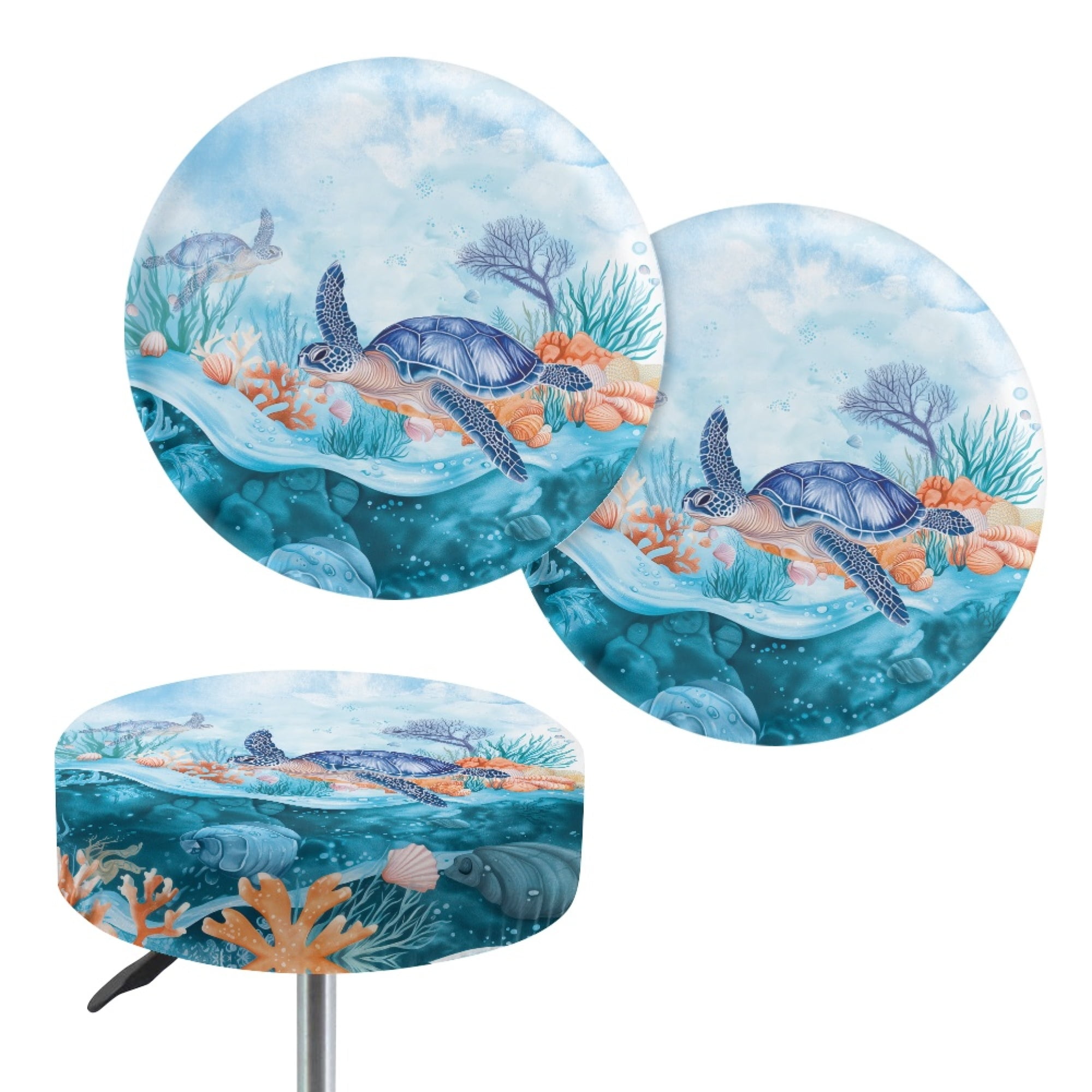 ZIATUBLE Ocean Turtles Bar Stool Cover Slipcovers Universal Stool ...