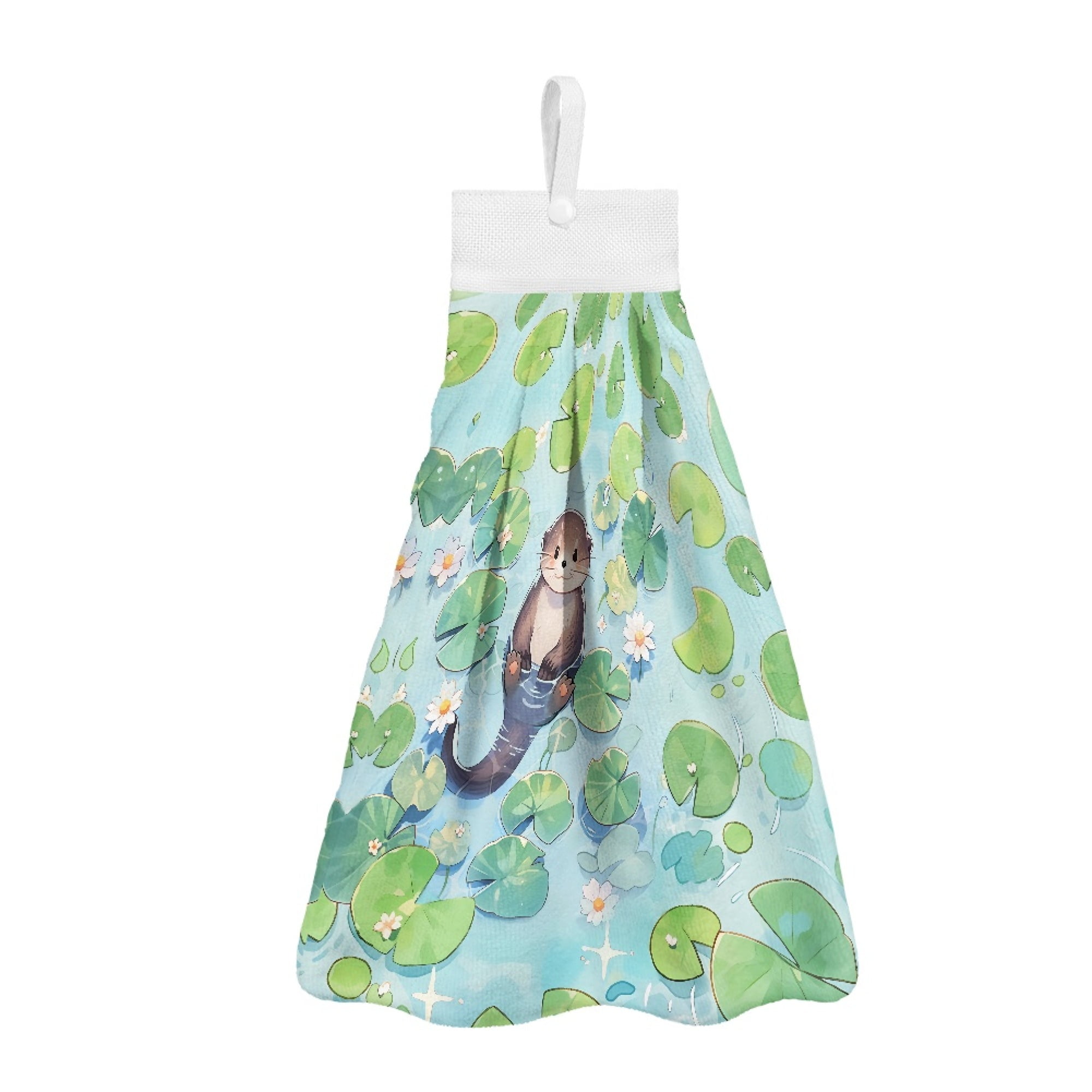 ZIATUBLE Otter Kitchen Towels Lotus Leaf Hanging Hand Dry Towels ...