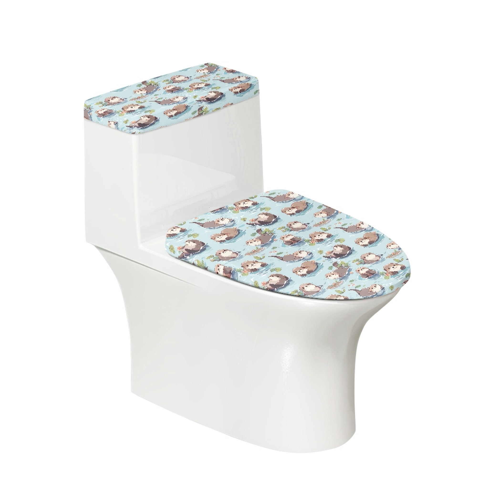 ZIATUBLE Otter Toilet Dust Cover Set with Elastic Edges Toilet Covers 2 ...