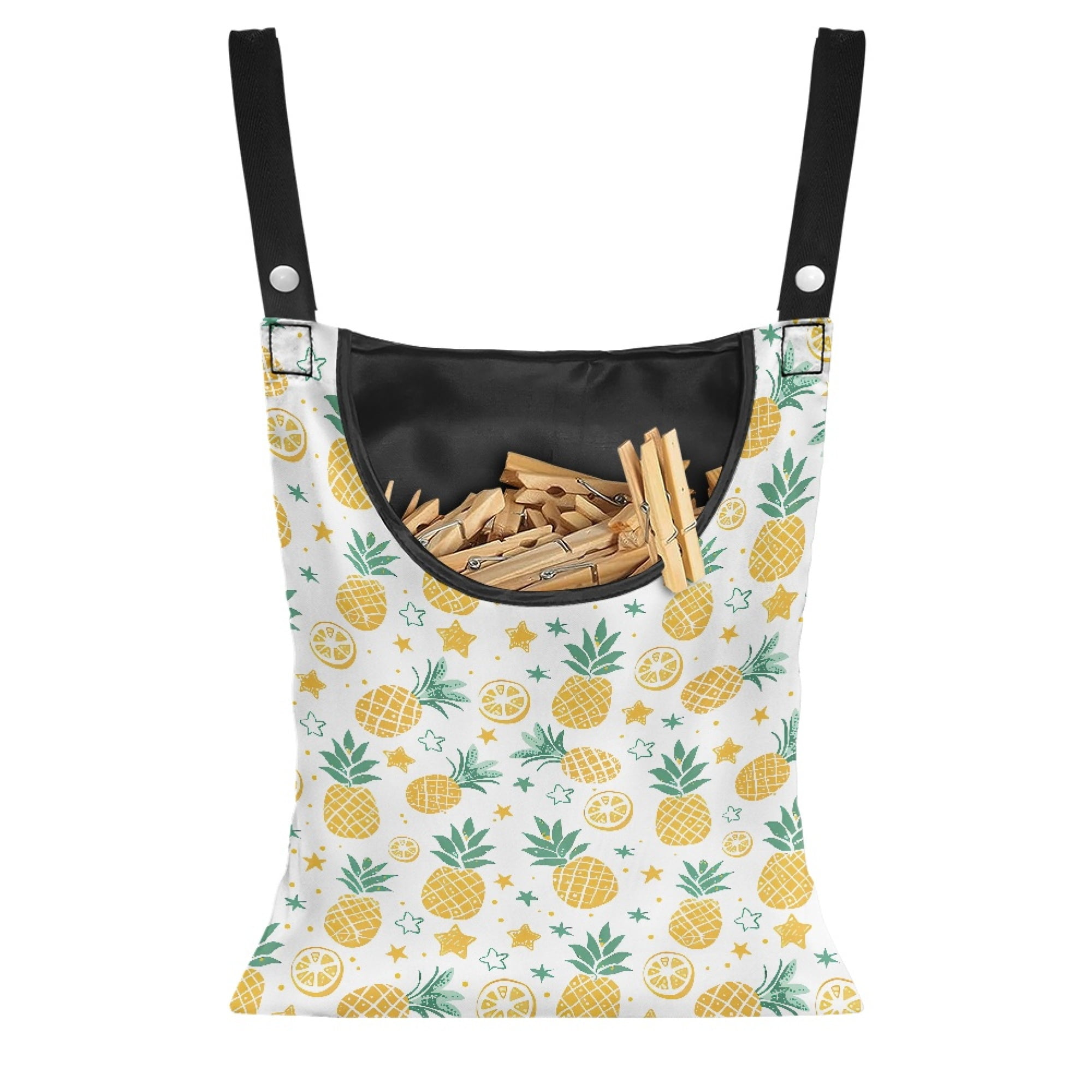 ZIATUBLE Pineapple Pattern Clothespin Bag Holder with Two Snap Buttons ...