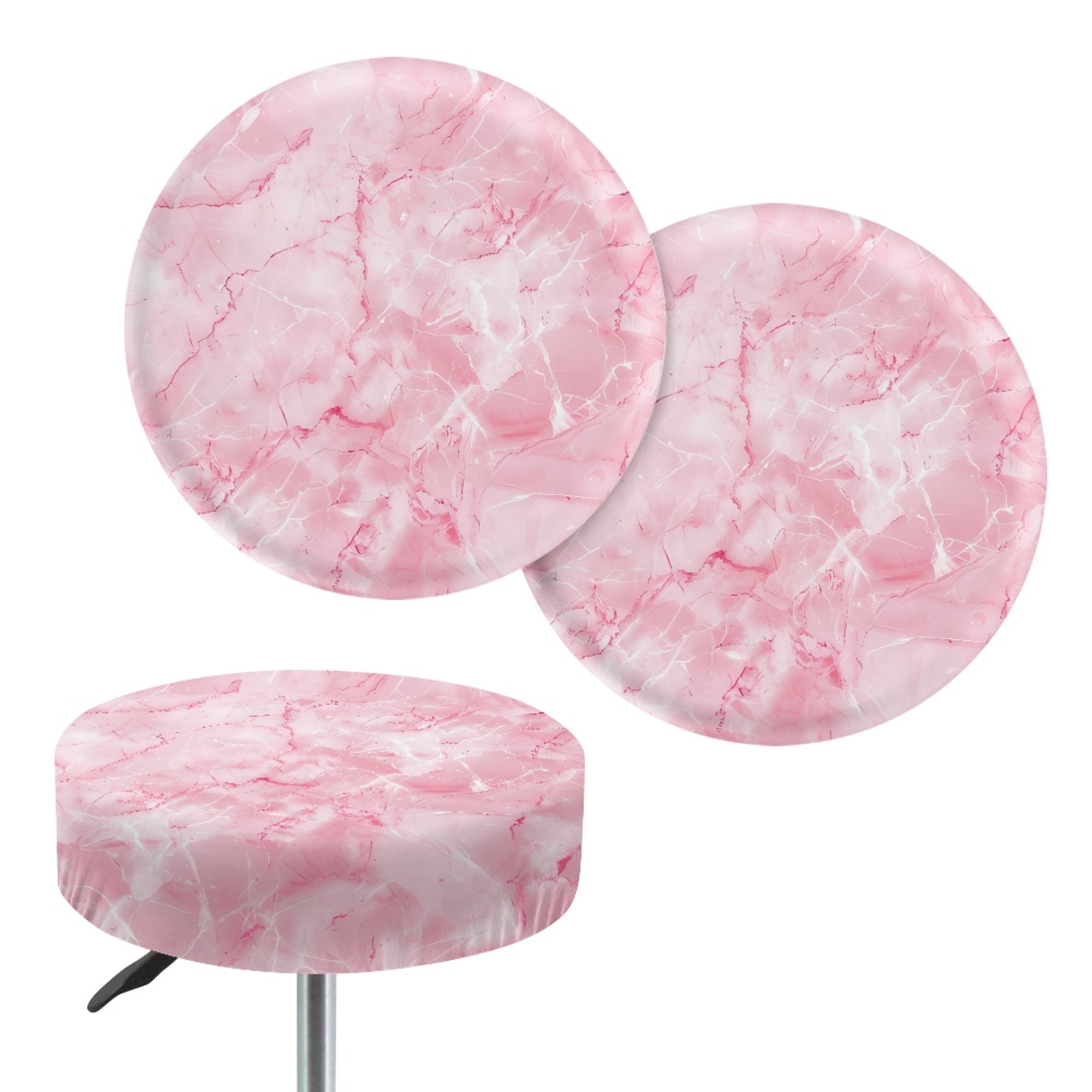 ZIATUBLE Pink Marble Print Bar Stool Chair Cover Padded Dustproof Seat ...