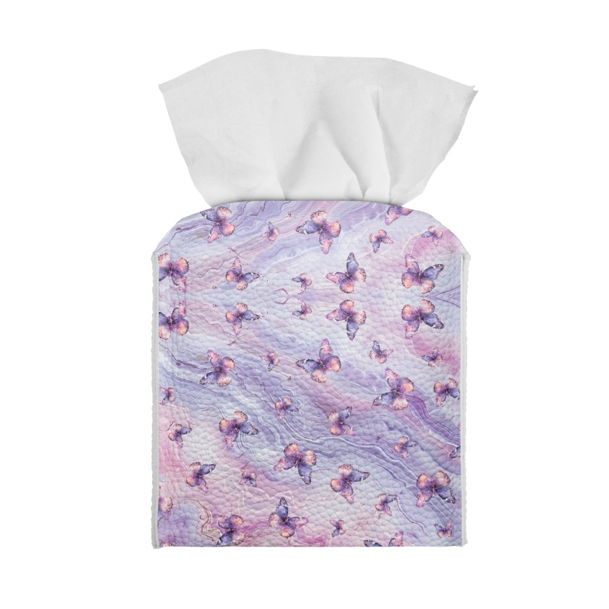 ZIATUBLE Purple Butterfly Tissue Cover Box Square PU Leather Tissue Box ...